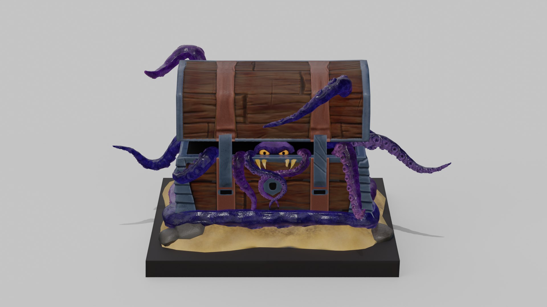 3D Fantasy Octopus Monster Treasure Chest Stylized 3D Game Ready Asset ...
