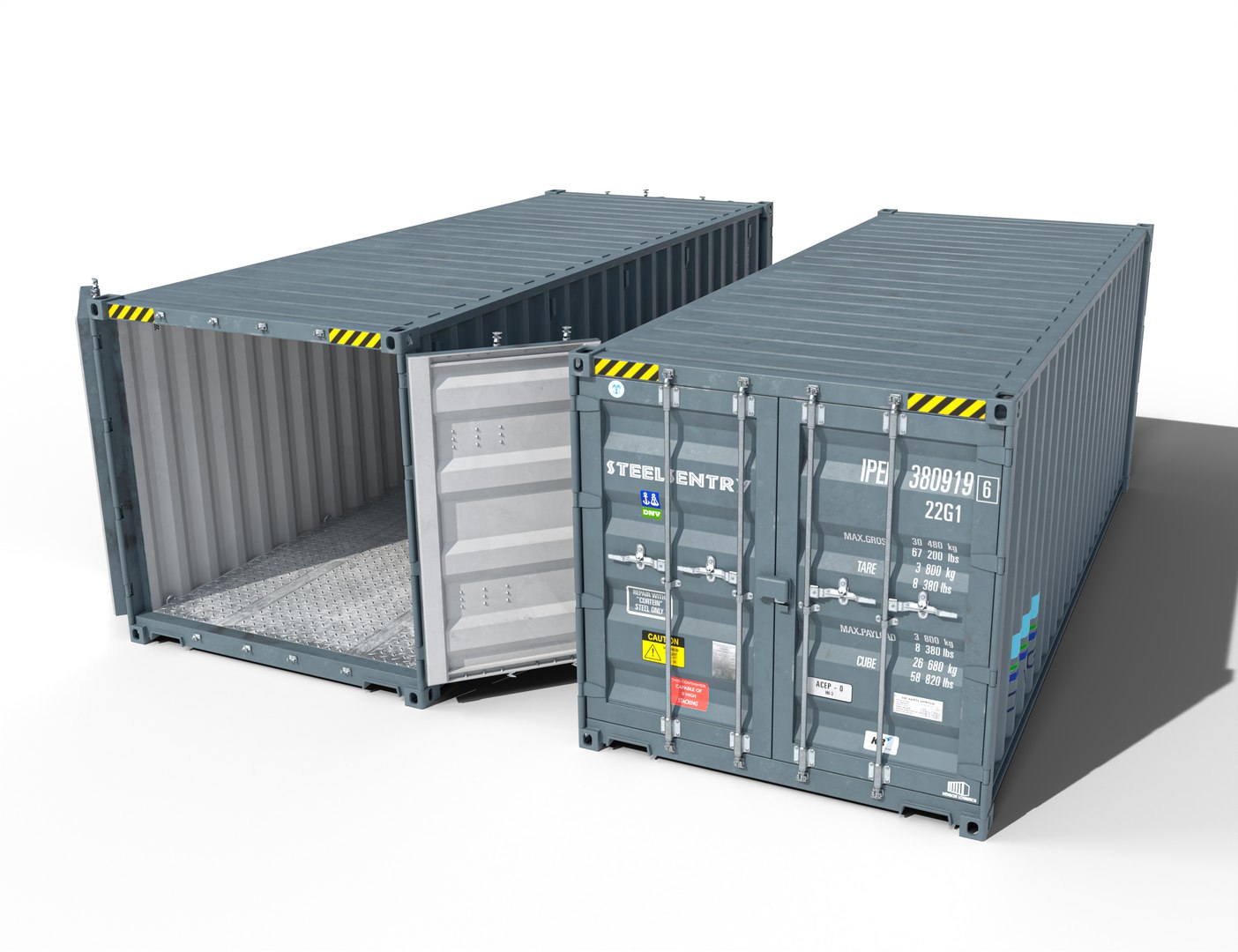 3D 20ft Cargo Container Blue Grey - TurboSquid 2205952