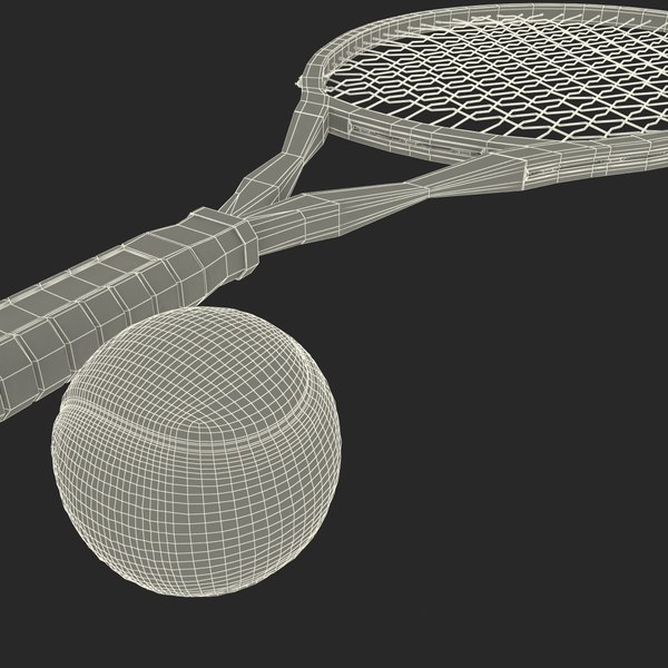 3d model tennis racket ball fur