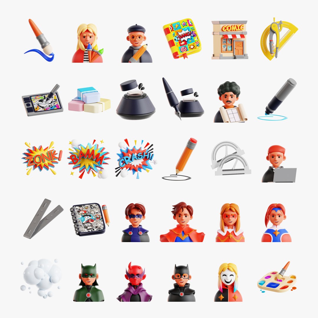 Comic 3D Collection Model - TurboSquid 2287409