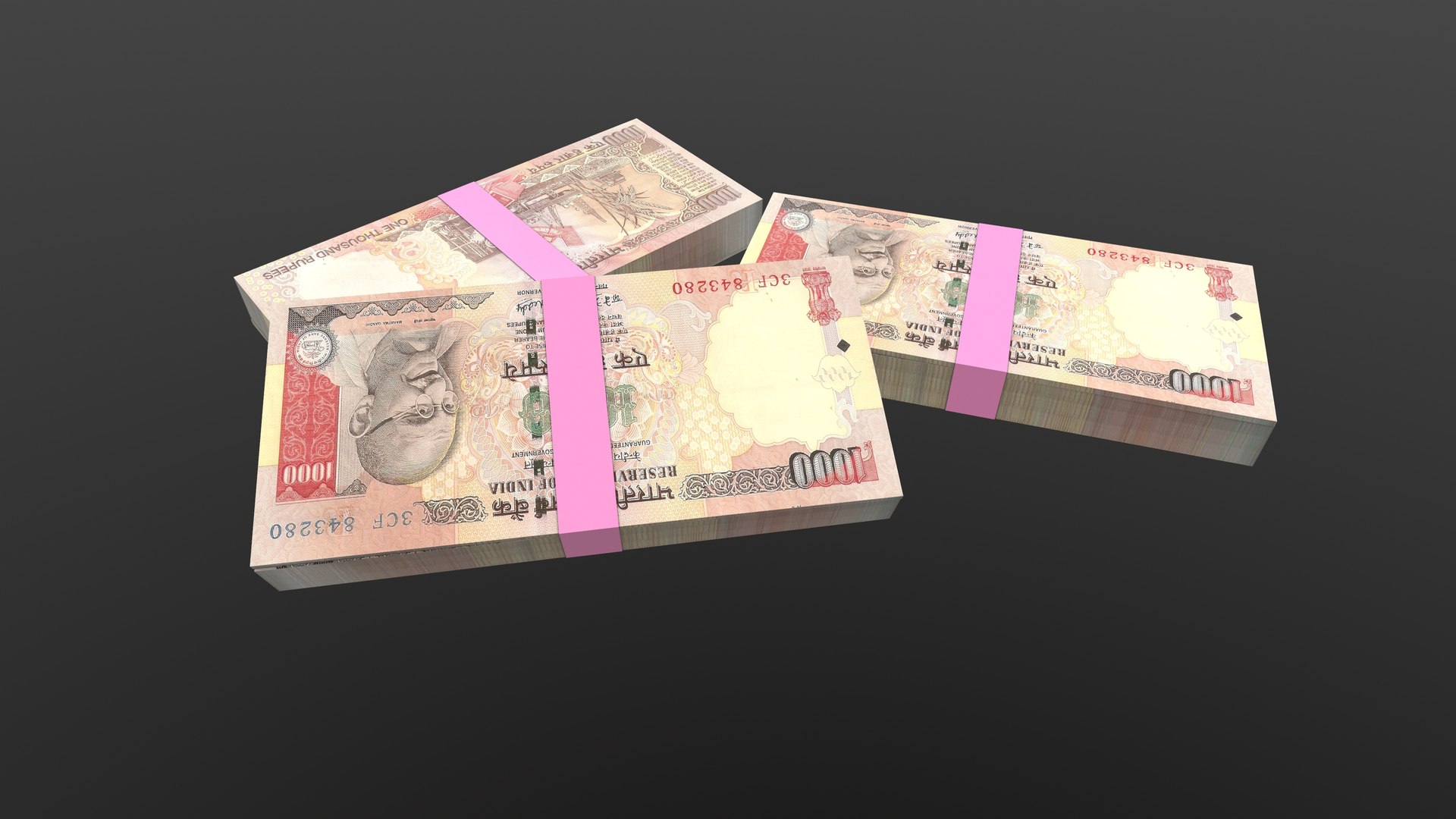 Indian 1000 Note Currency Bundle AR VR PBR 3D Model - TurboSquid 2007311