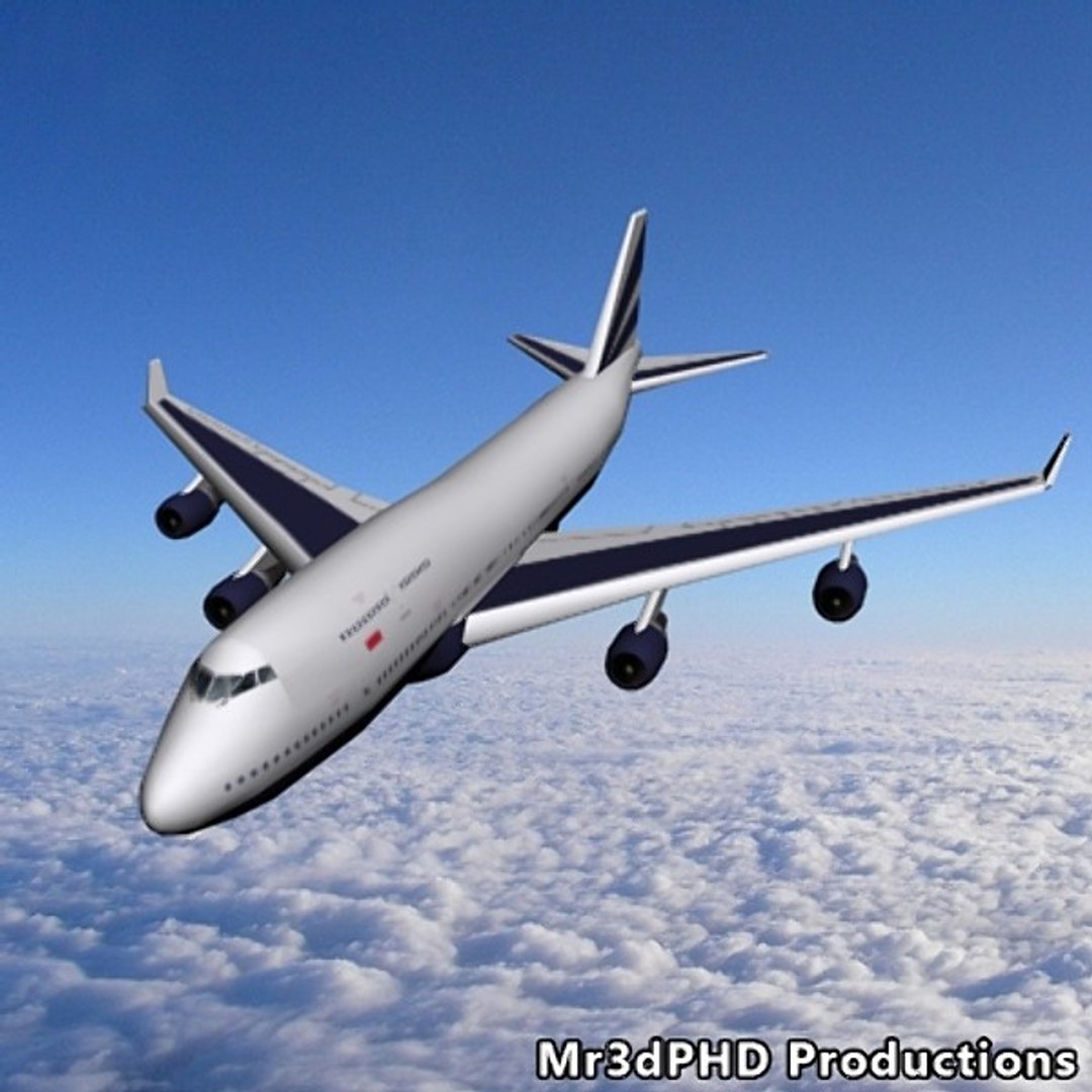 polys 747-400 flight 747 aircraft 3d model