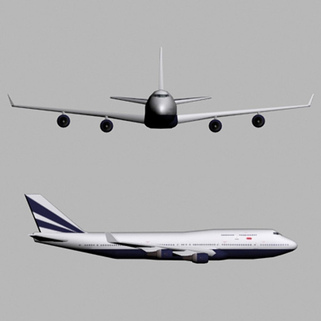polys 747-400 flight 747 aircraft 3d model