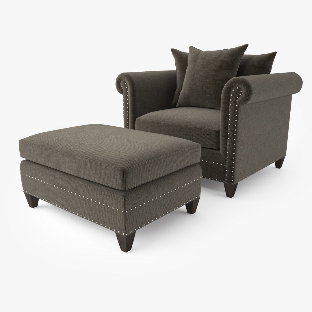 Crate Barrel Durham Chair Ottoman 3d Model