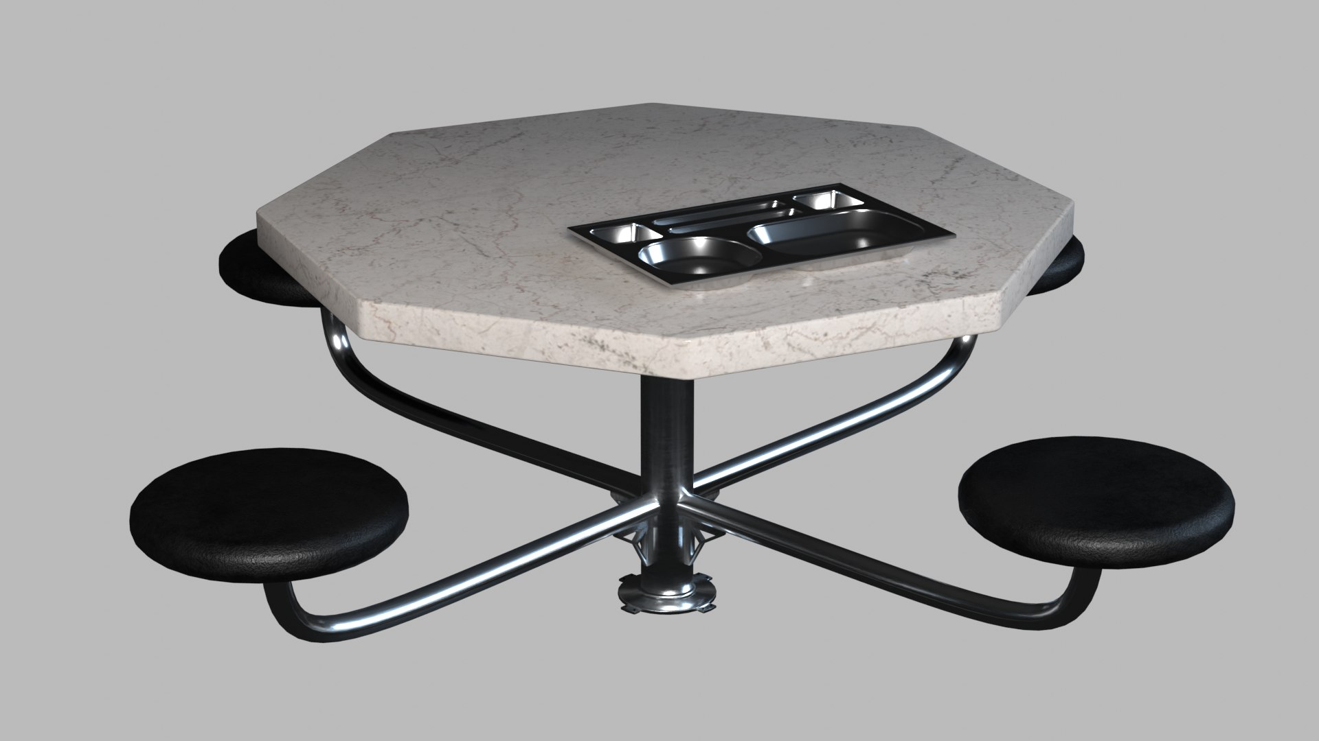 3D Cafeteria Table And Tray Model - TurboSquid 2062864