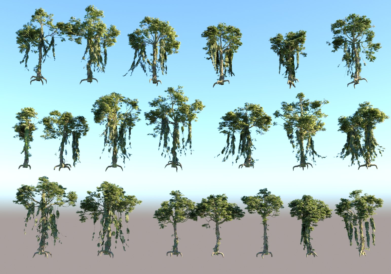 Animated Jungle Tree Mega Pack 50 3D - TurboSquid 2087674