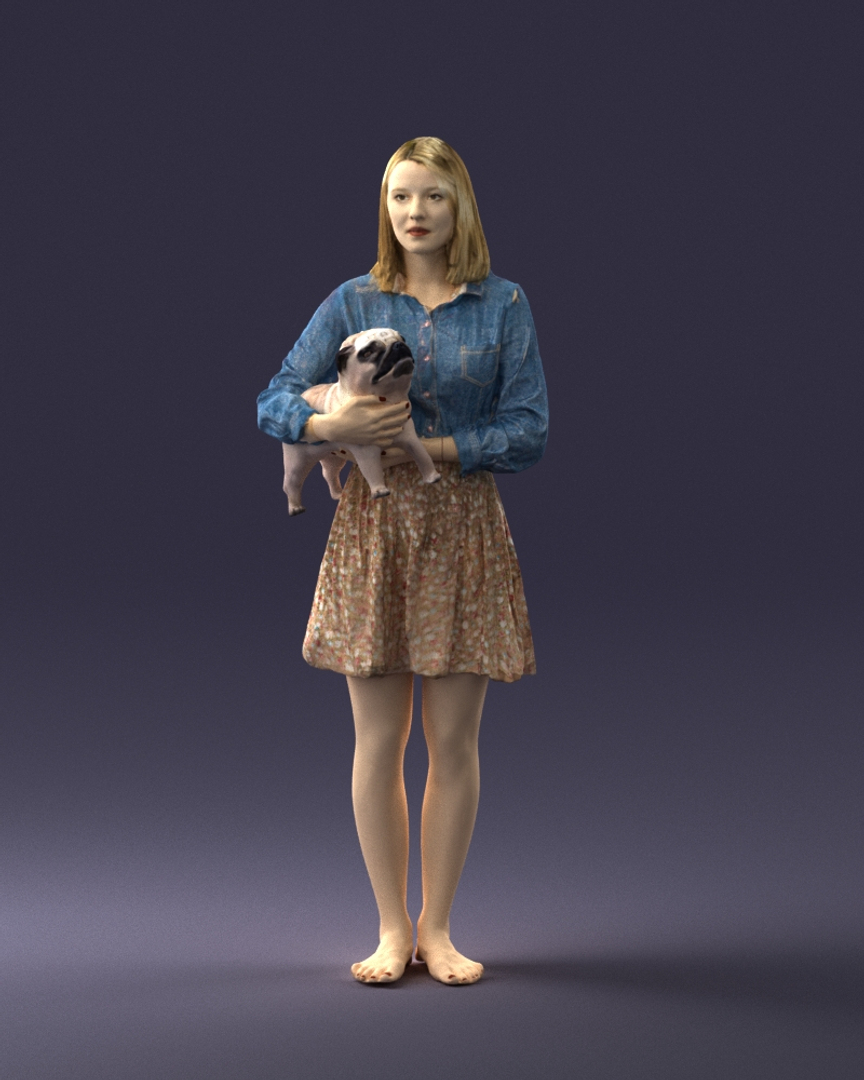 3d body scan woman dog model