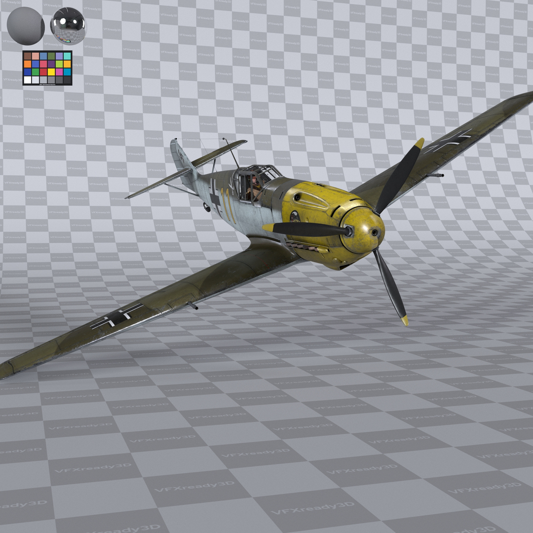 Messerschmitt BF109 German Fighter Airplane Desert Version 2 3D Model ...