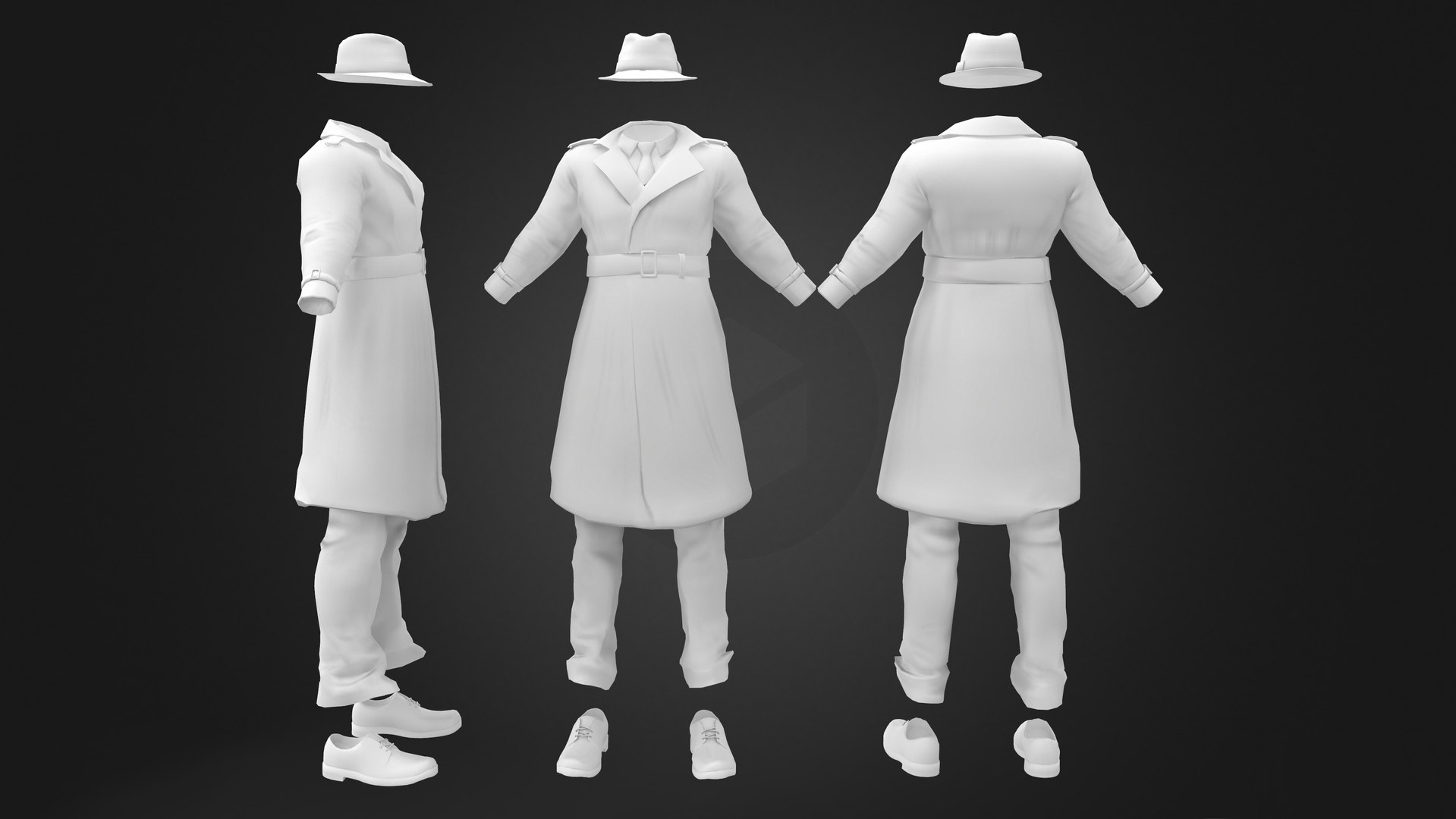 Mens Inspector Full Outfit 3D Model - TurboSquid 1742818