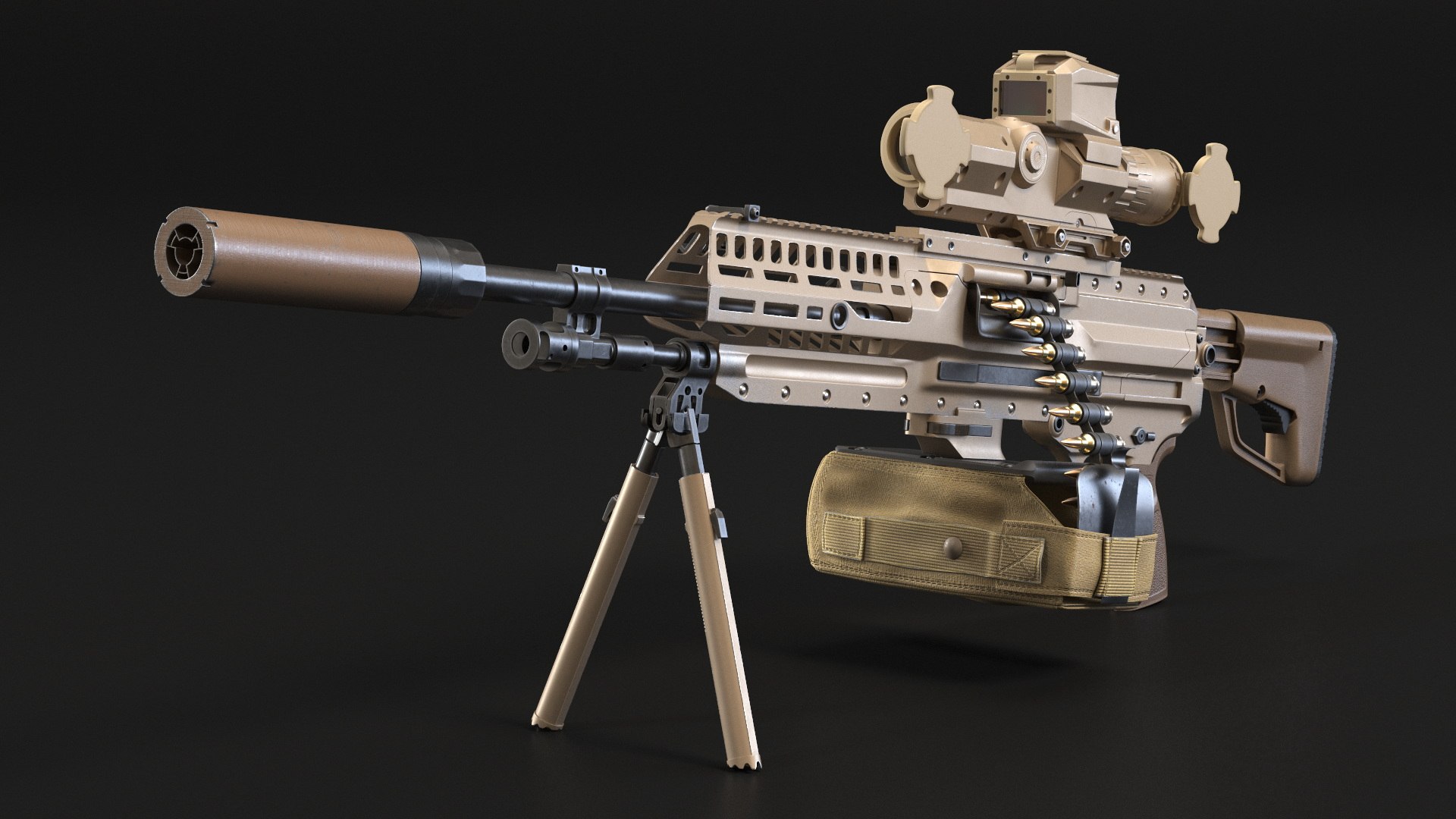 SIG XM250 Light Machine Gun With Scope 3D Model - TurboSquid 2412706