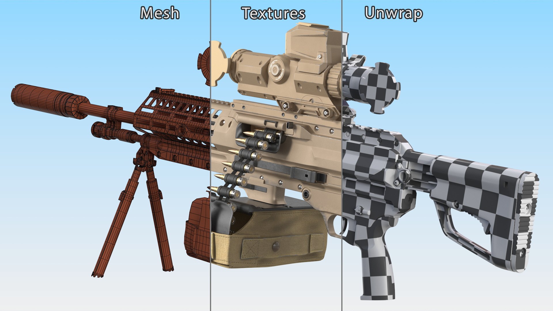 SIG XM250 Light Machine Gun With Scope 3D Model - TurboSquid 2412706