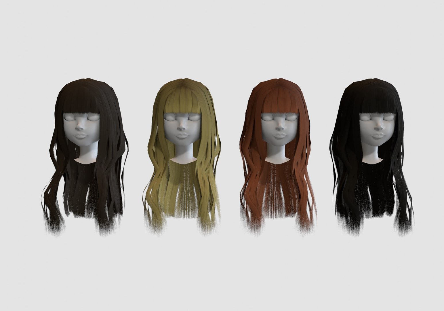 3D Hairstyle In 4 Colors - TurboSquid 1899614