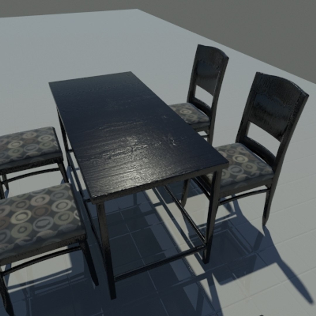 3d Dark Wood Tables Chairs
