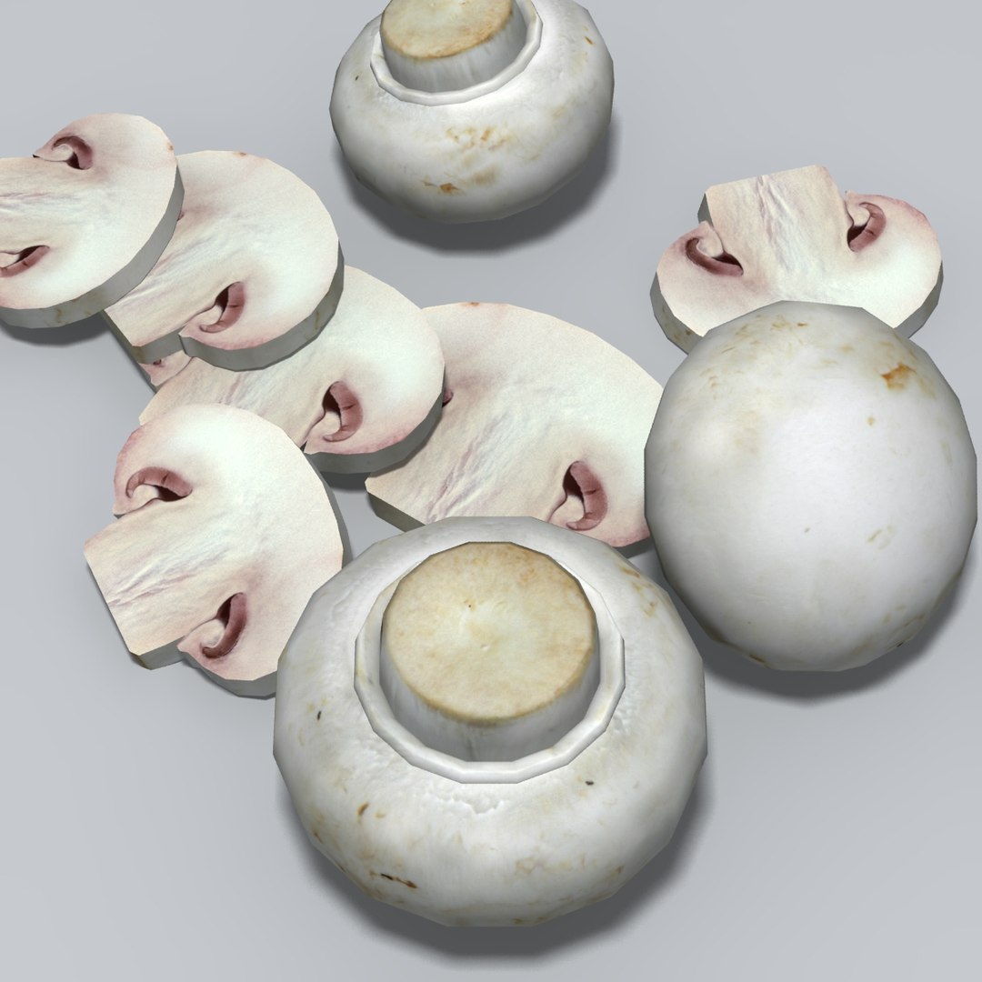 3dsmax White Closed Cup Mushroom