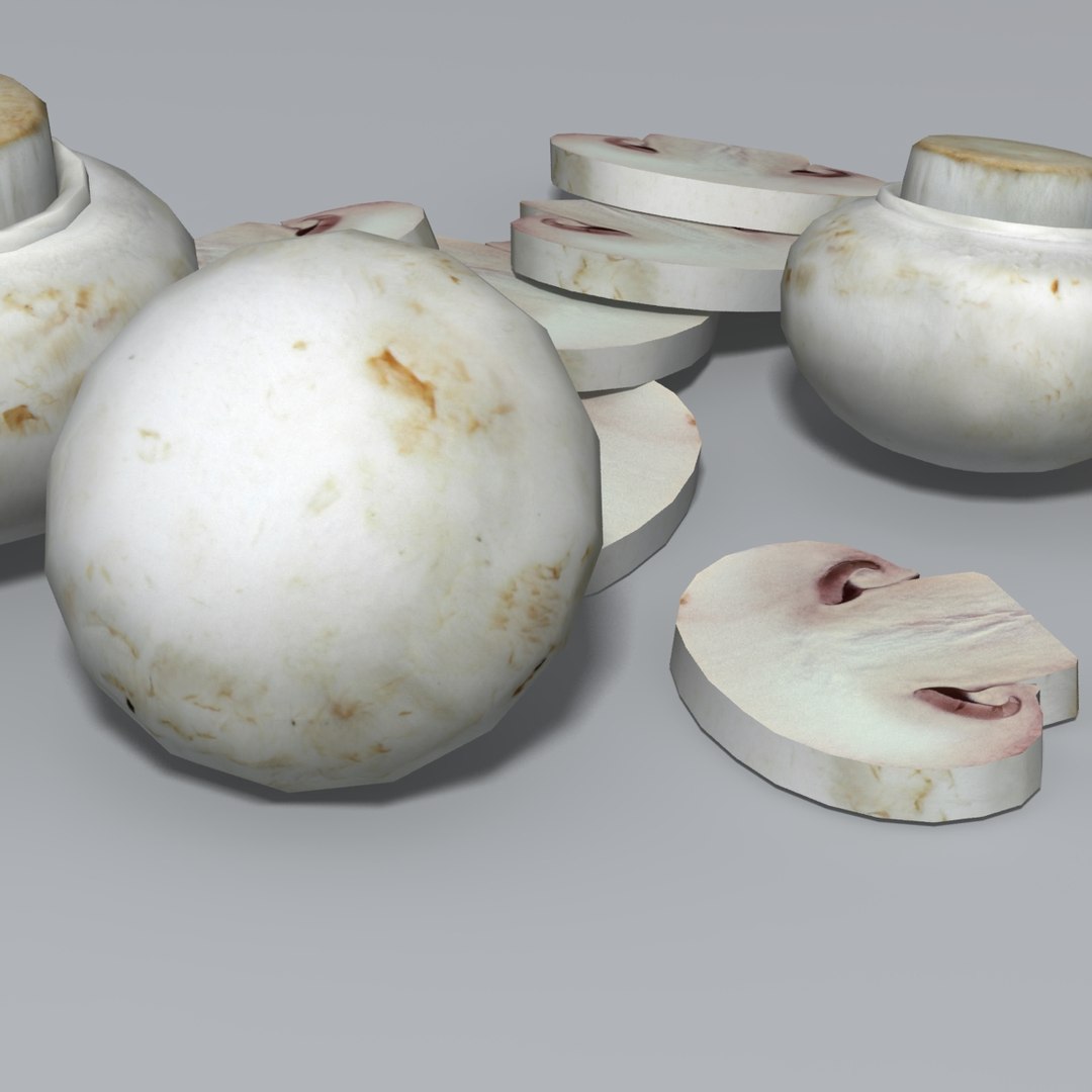3dsmax White Closed Cup Mushroom