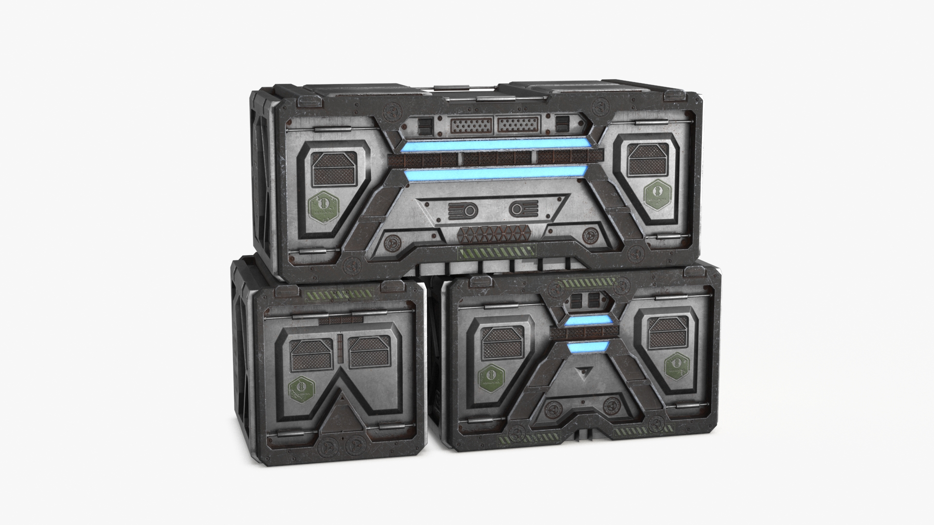 Sci-fi Container Set Of 3 V6 3D - TurboSquid 2116234