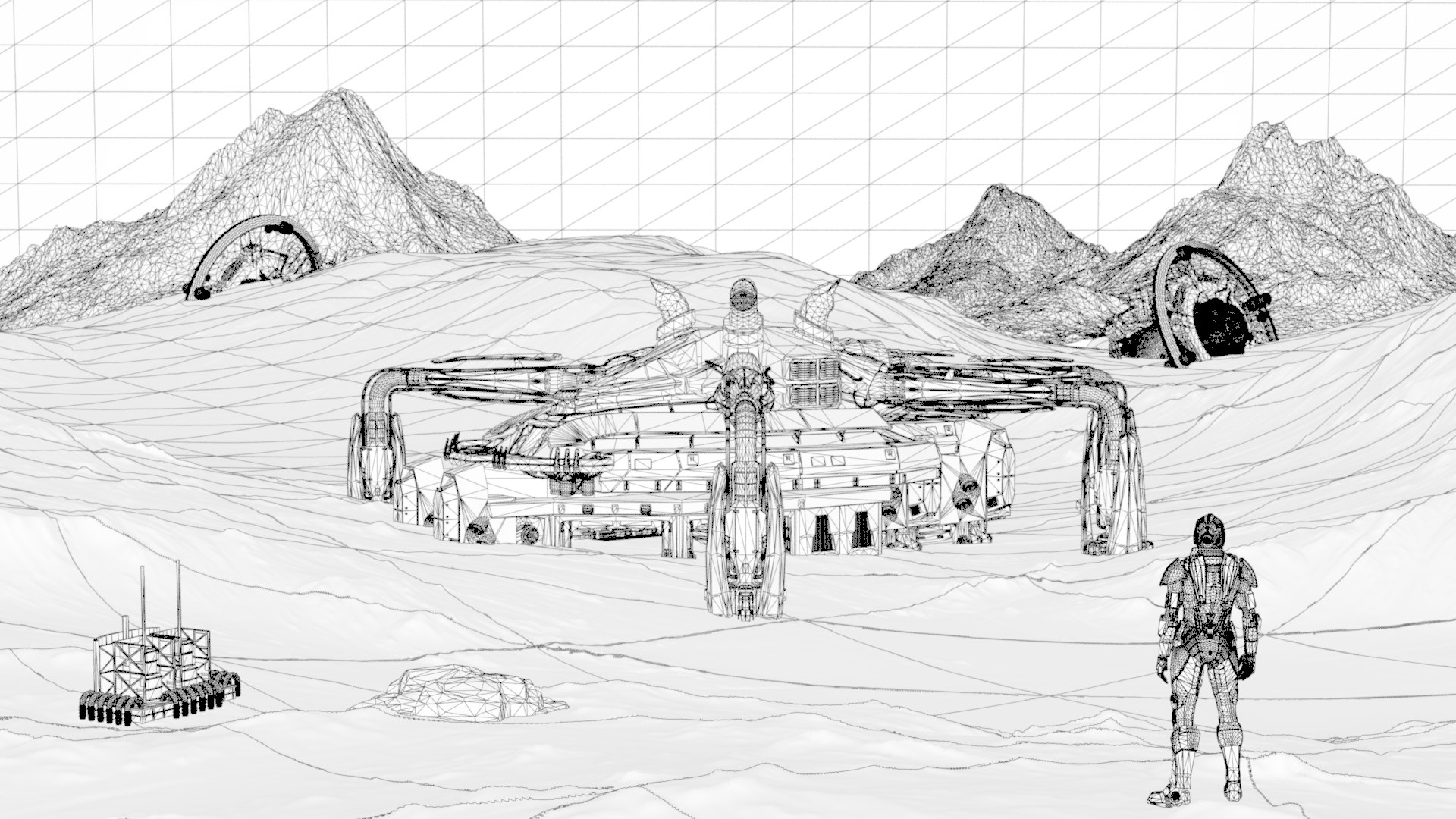 C4d Octane Outer Space Science Fiction Scene Alien Planet Barren 3D ...