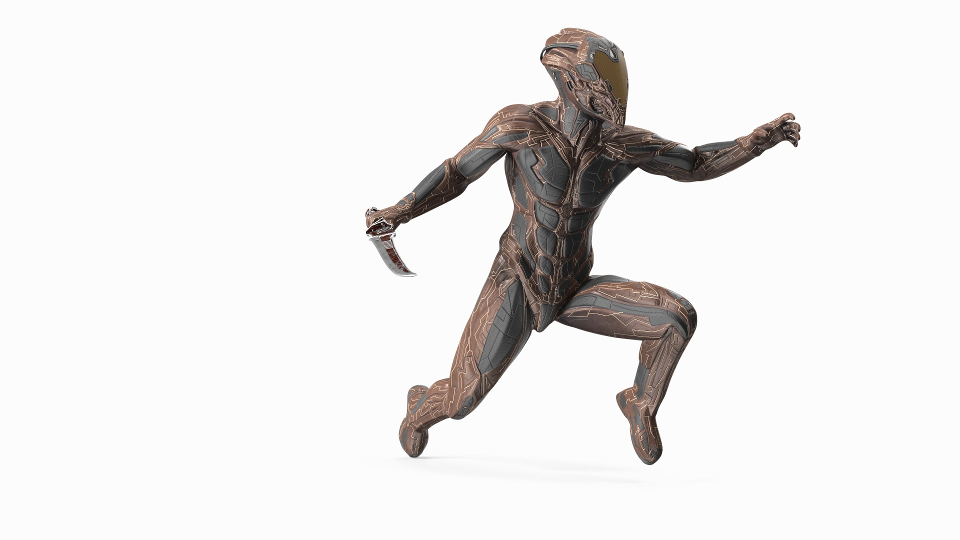 3D Futuristic Warrior With Sword Running Pose Model - TurboSquid 2237723