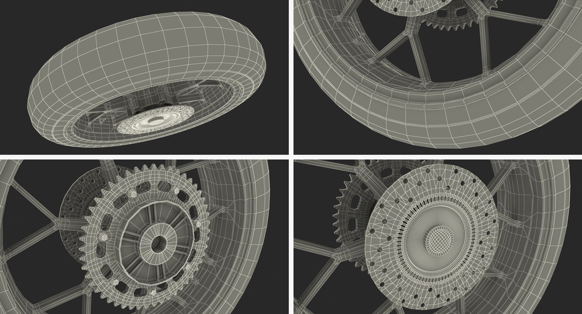 3d sport motorcycle wheel model
