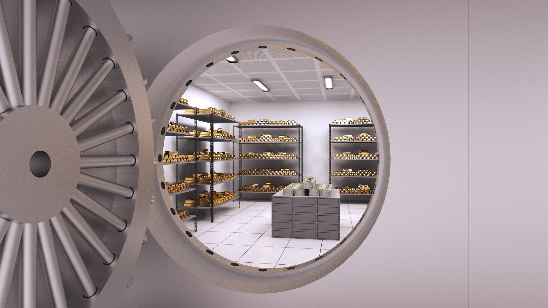 3D Bank Room Interior And Vault Model - TurboSquid 2260423