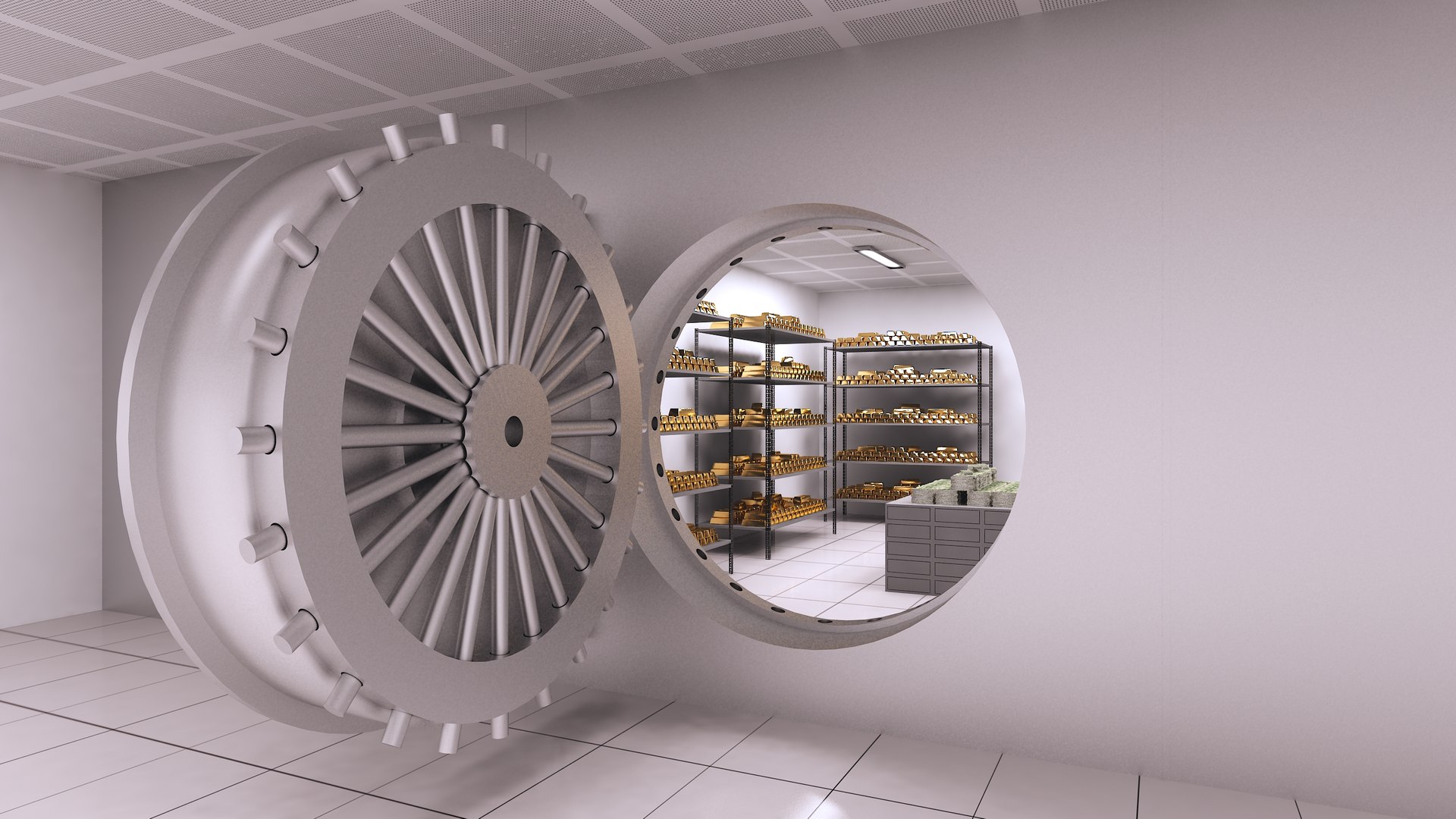 3D Bank Room Interior And Vault Model - TurboSquid 2260423