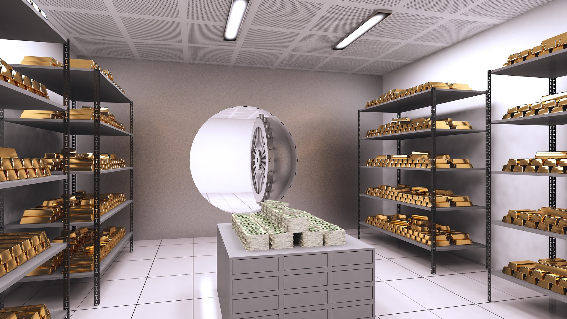 3D Bank Room Interior And Vault Model - TurboSquid 2260423