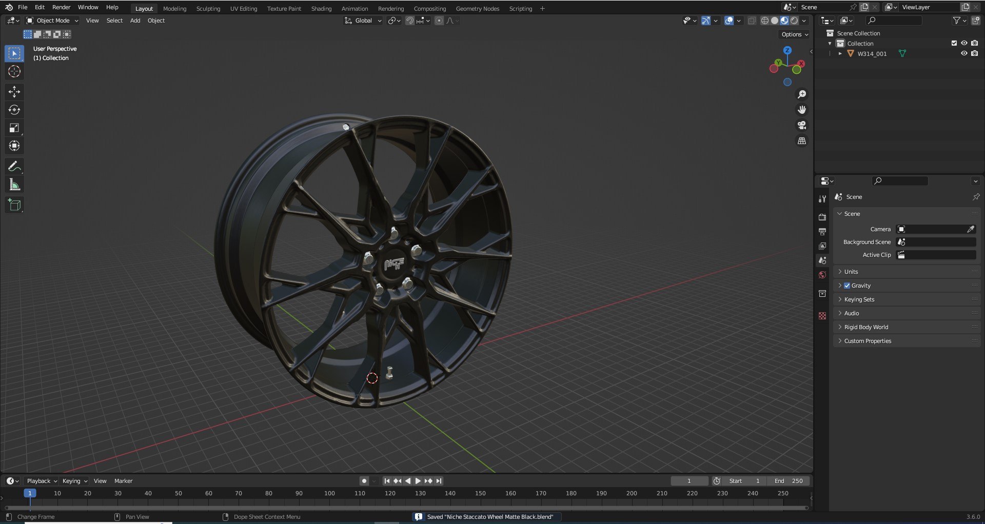 3D Niche Staccato Wheel Matte Black model - TurboSquid 2119013