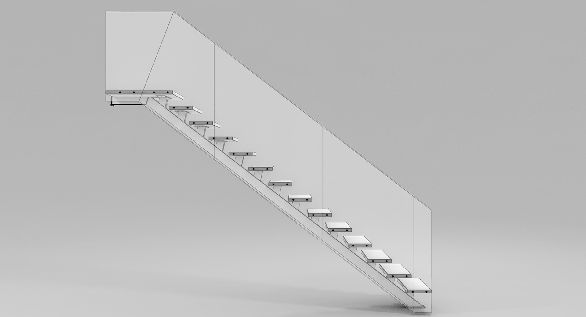 3D modern floating stair model - TurboSquid 1423950