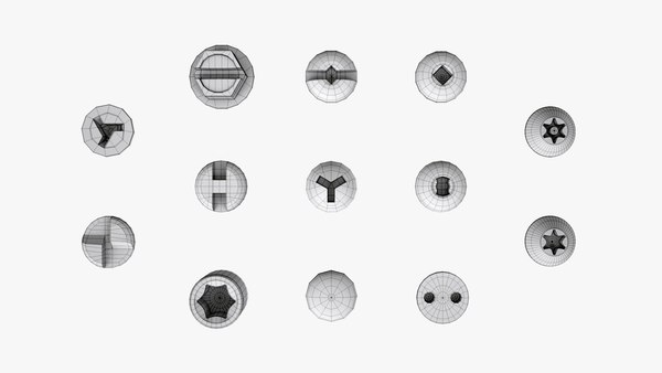 3D types screw heads - TurboSquid 1548887