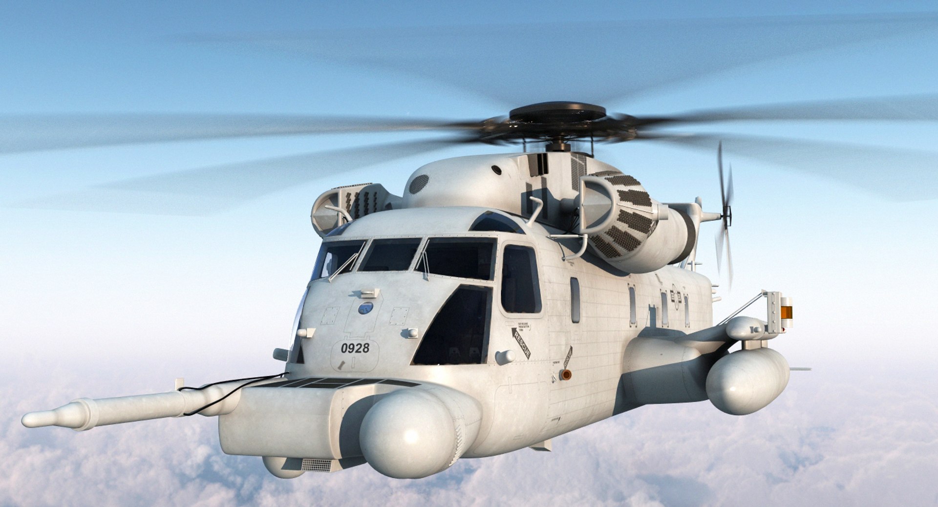3d Model Of Sikorsky Mh-53 Pave Usaf