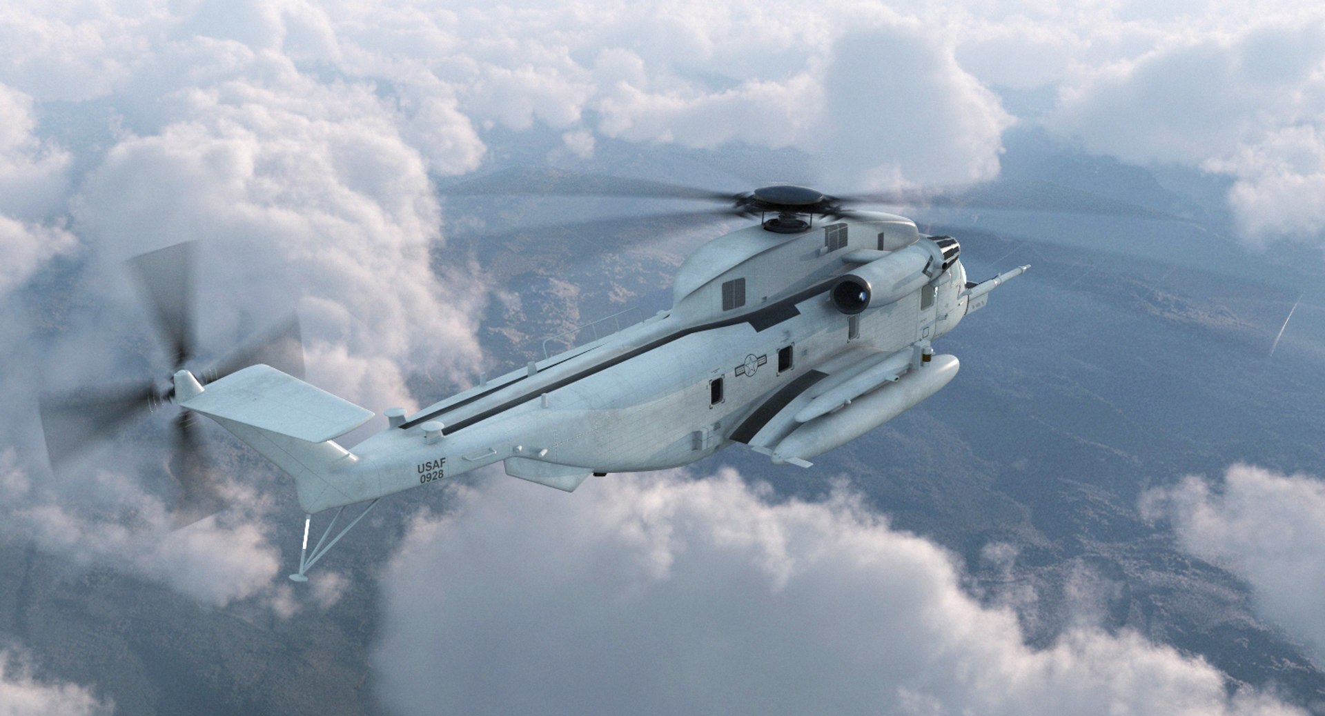 3d Model Of Sikorsky Mh-53 Pave Usaf