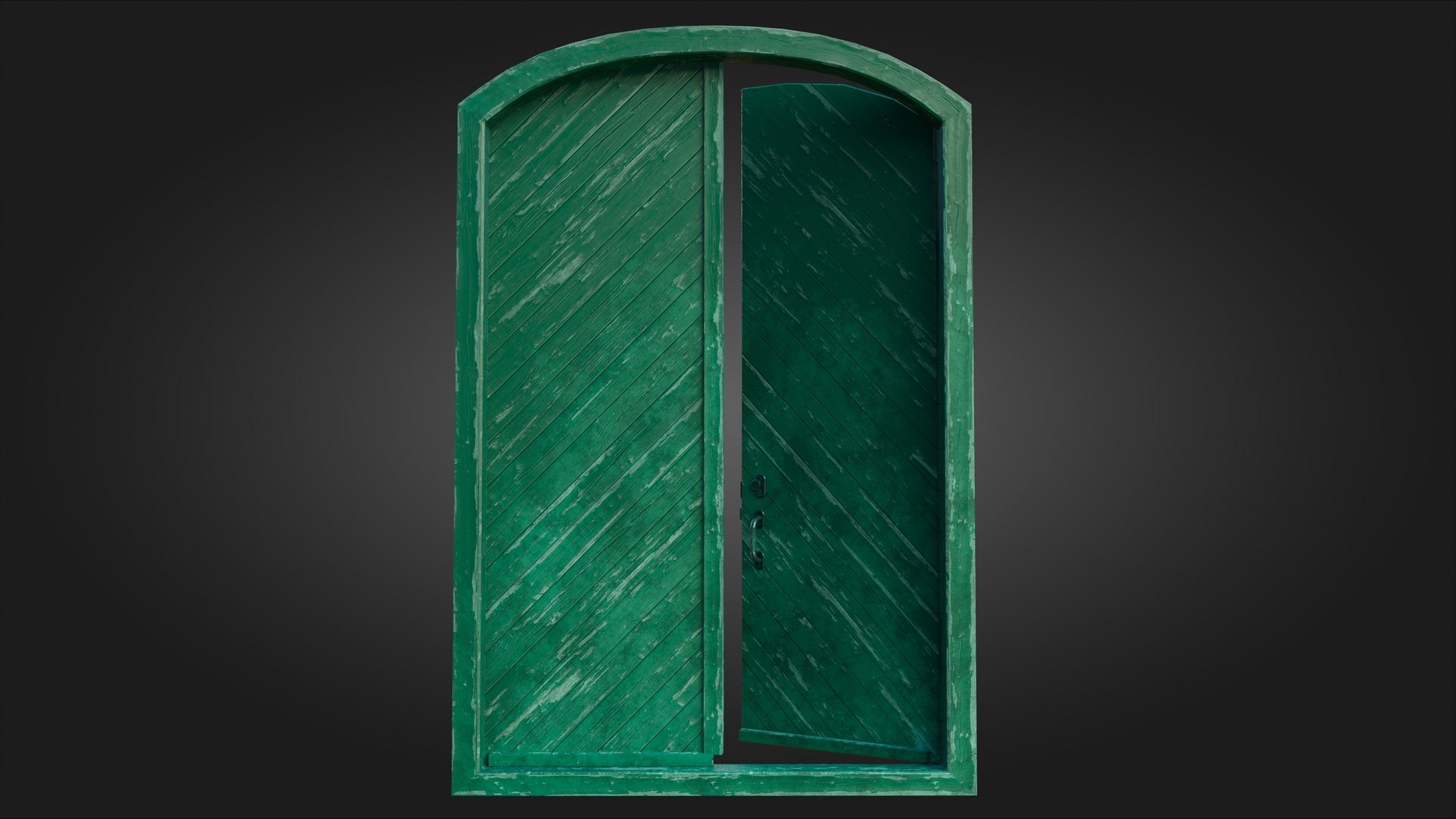 Old Doubledoors Green - PBR 3D Model - TurboSquid 1841536