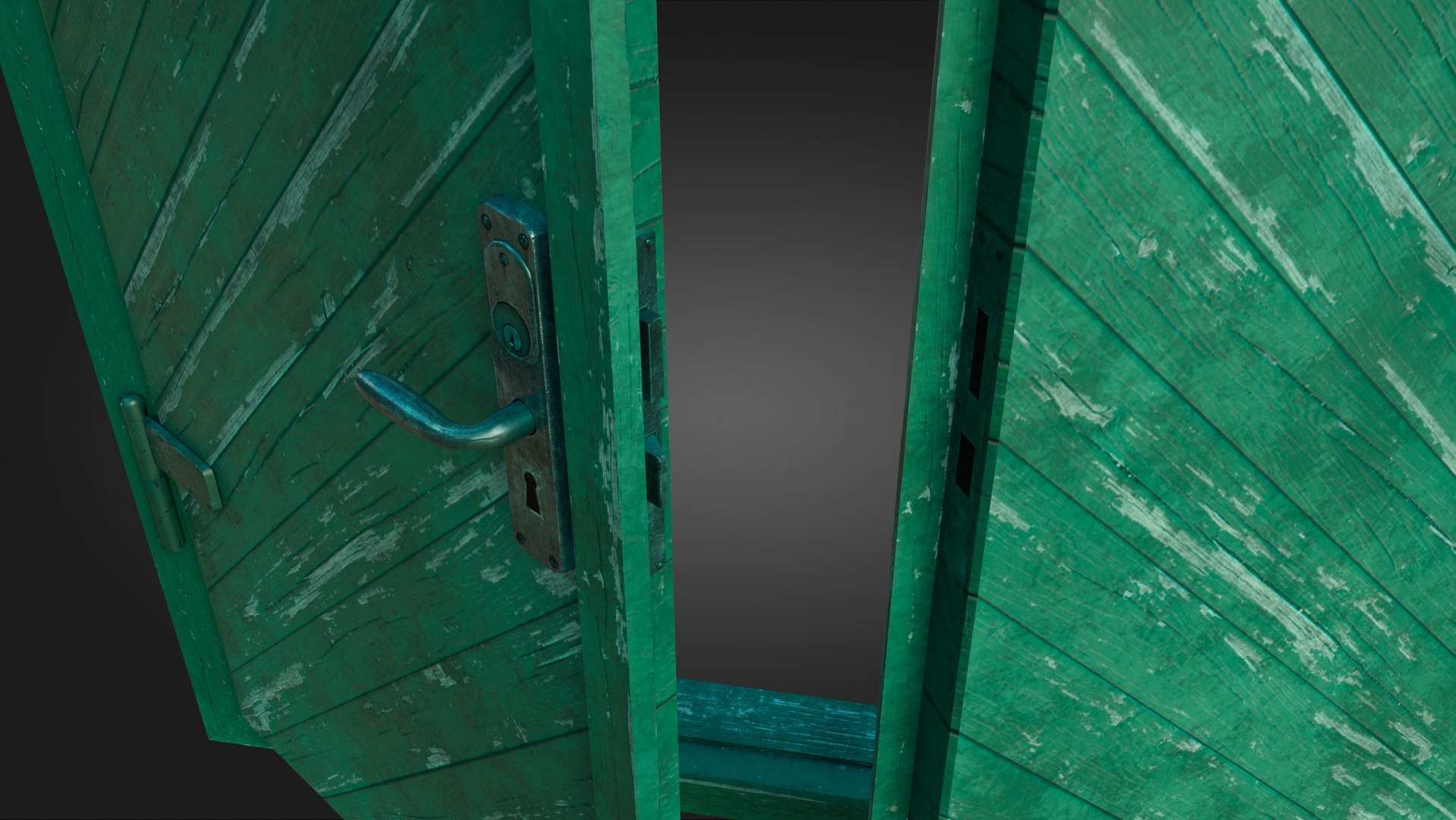 Old Doubledoors Green - PBR 3D Model - TurboSquid 1841536