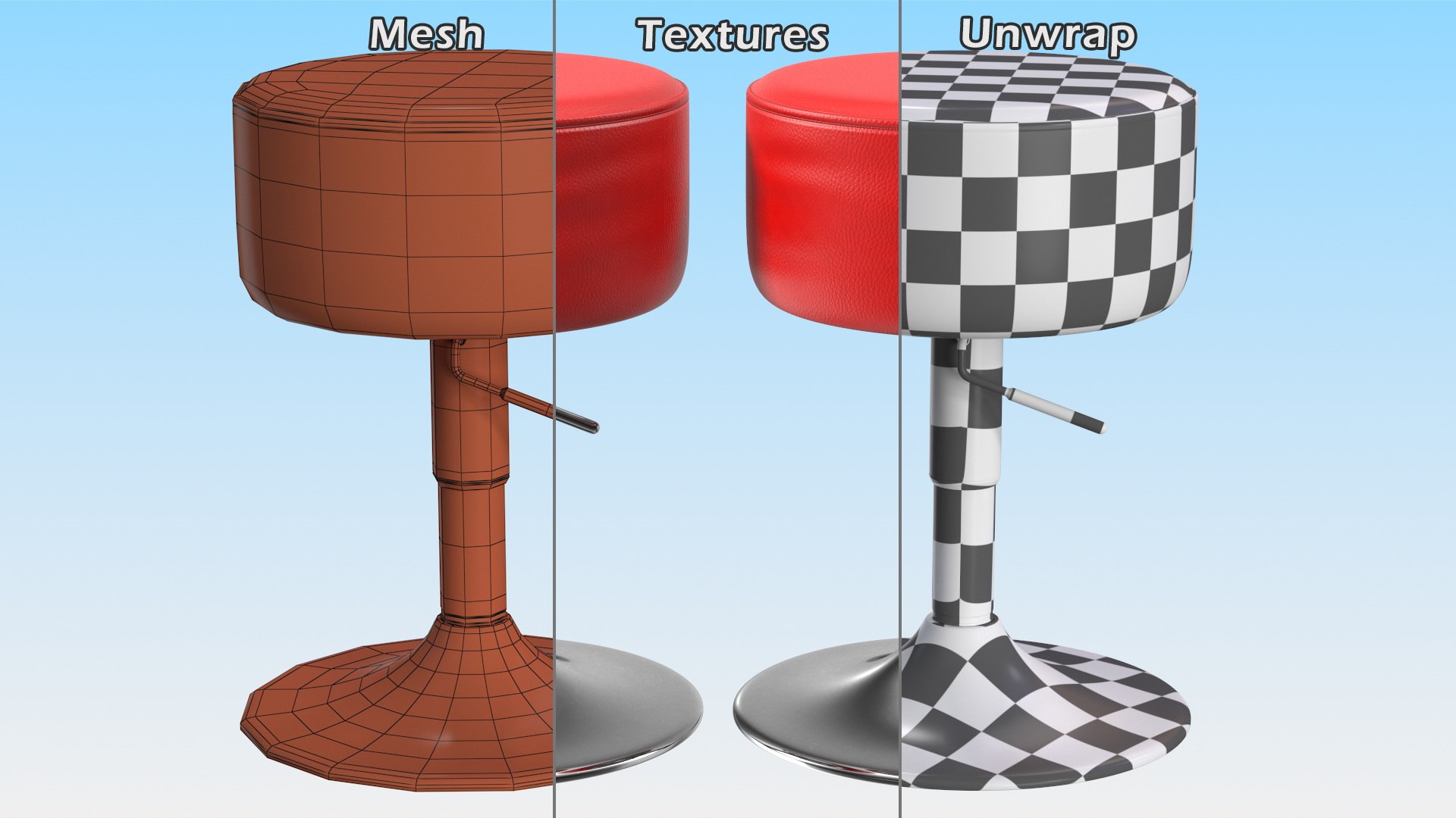 Round Swivel Stool With Chrome Foot 3D Model - TurboSquid 1737101