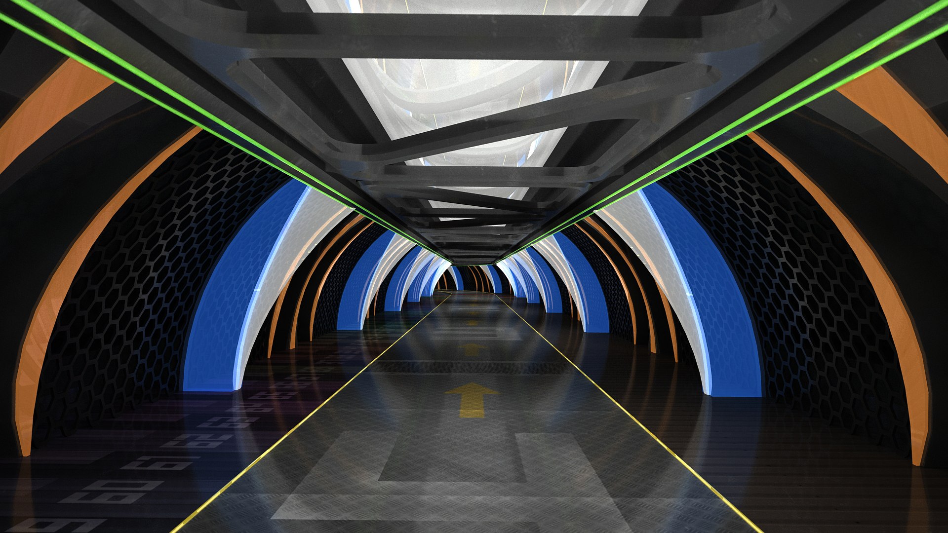 Futuristic Corridor 3D Model - TurboSquid 1870352