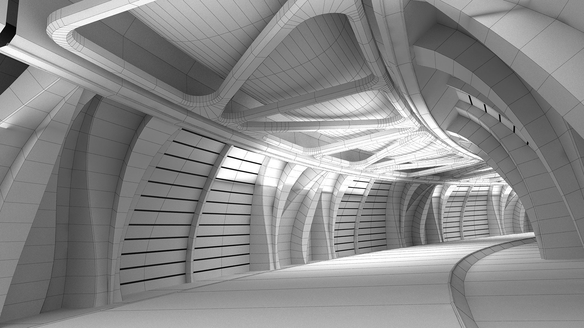 Futuristic Corridor 3D Model - TurboSquid 1870352