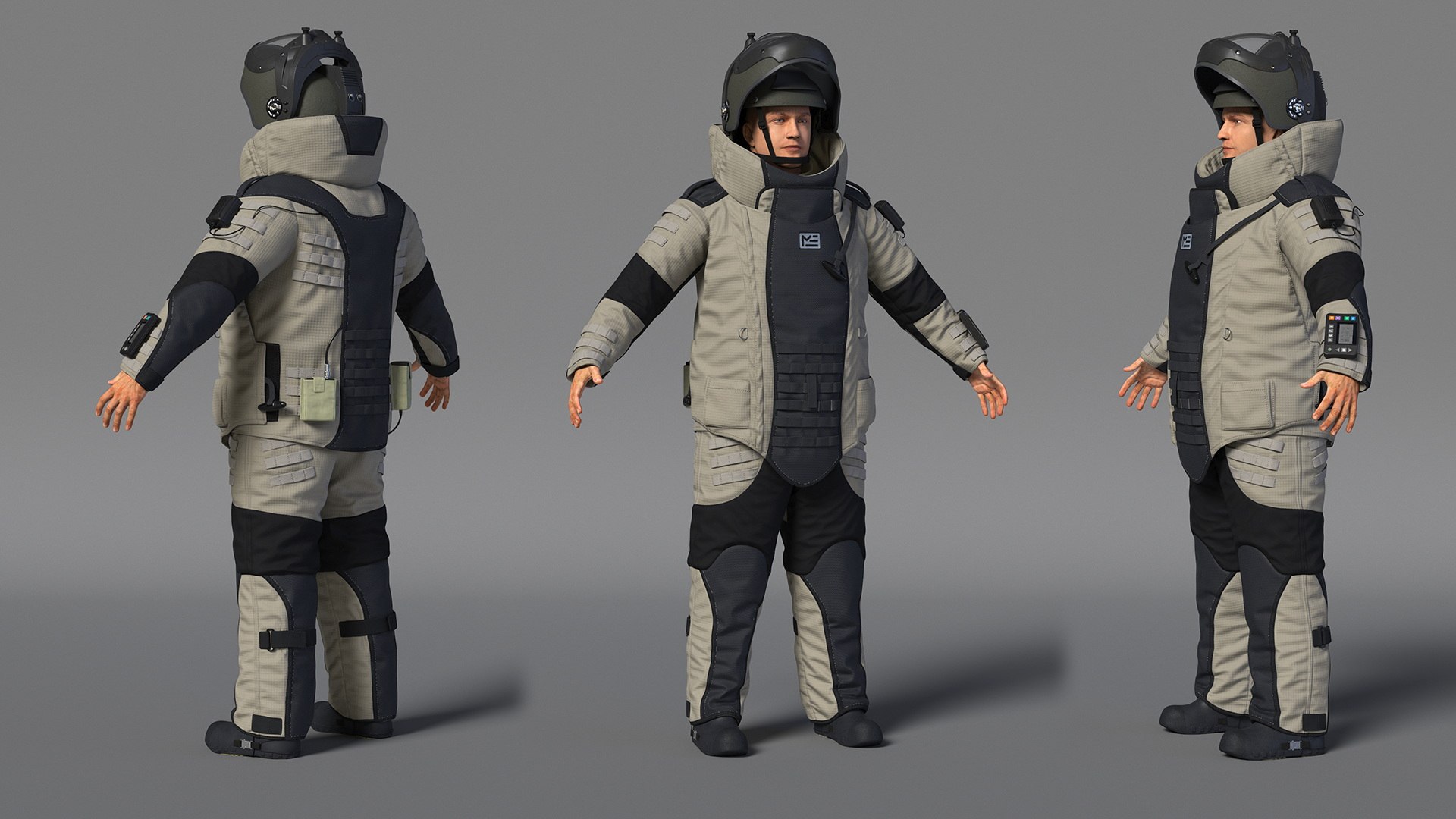 EOD 10 Bomb Suit Gray Rigged For Cinema 4D 3D Model - TurboSquid 2296462