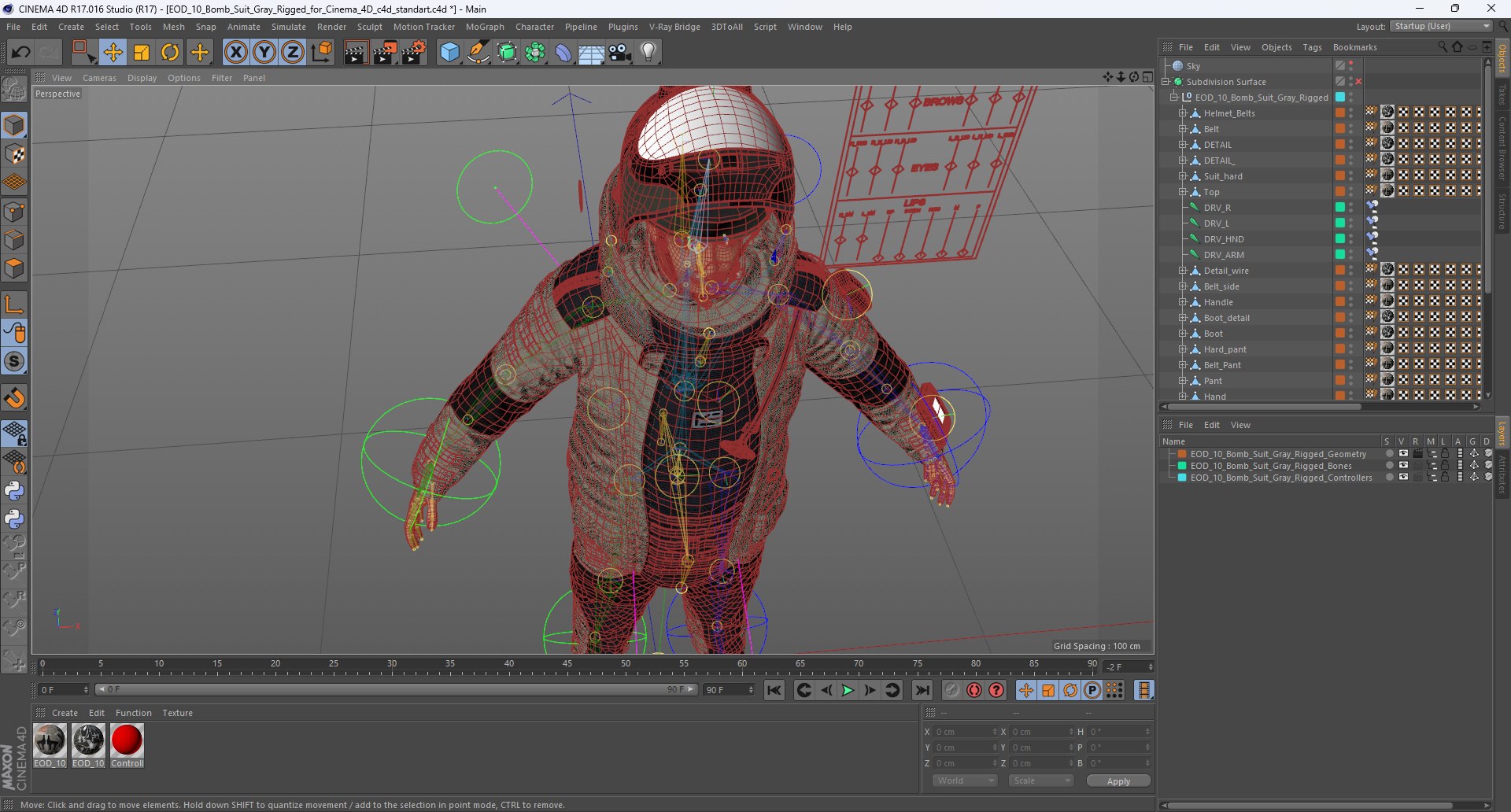EOD 10 Bomb Suit Gray Rigged For Cinema 4D 3D Model - TurboSquid 2296462