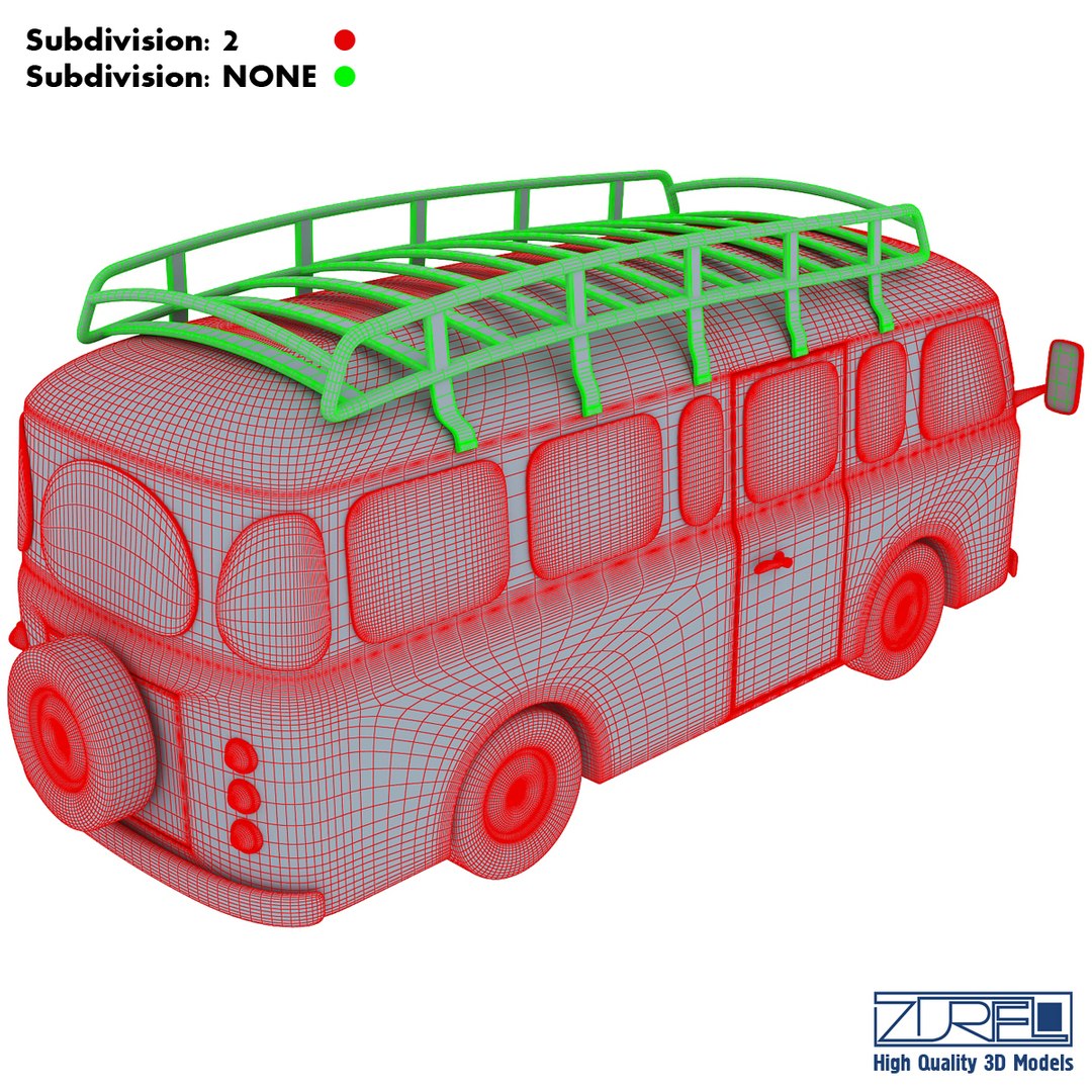 Retro Bus 3d Model