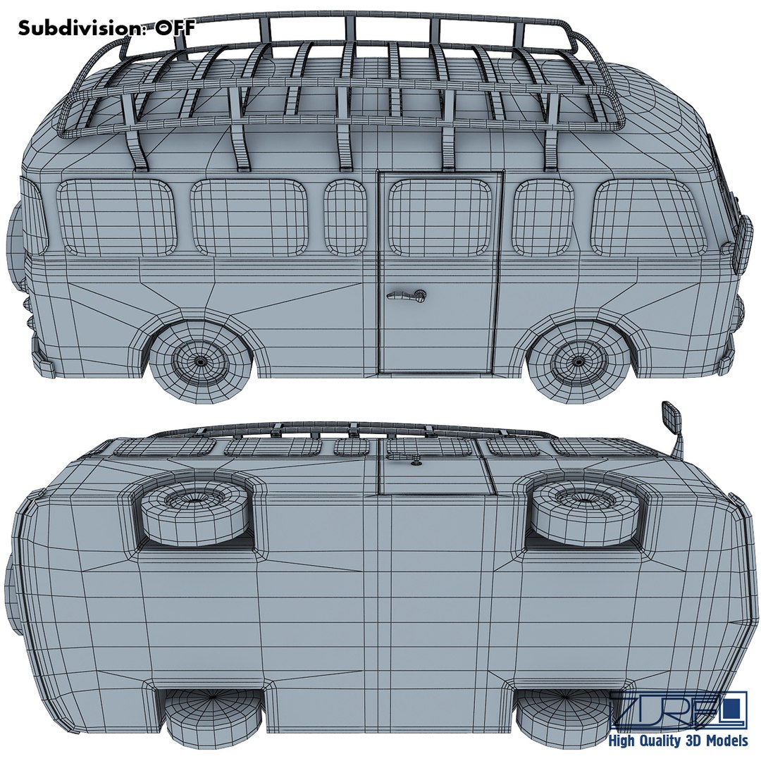 Retro Bus 3d Model