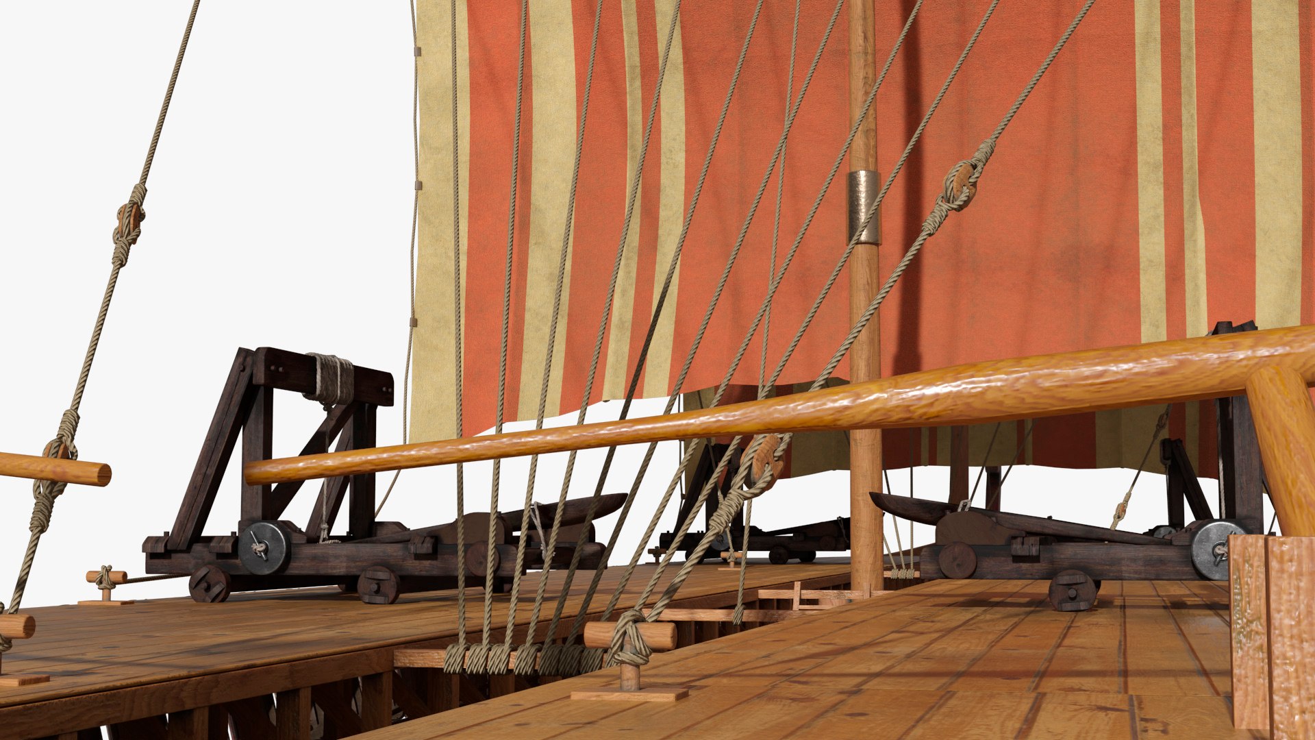 Roman Galley With Shields And Catapult 3D - TurboSquid 2424471