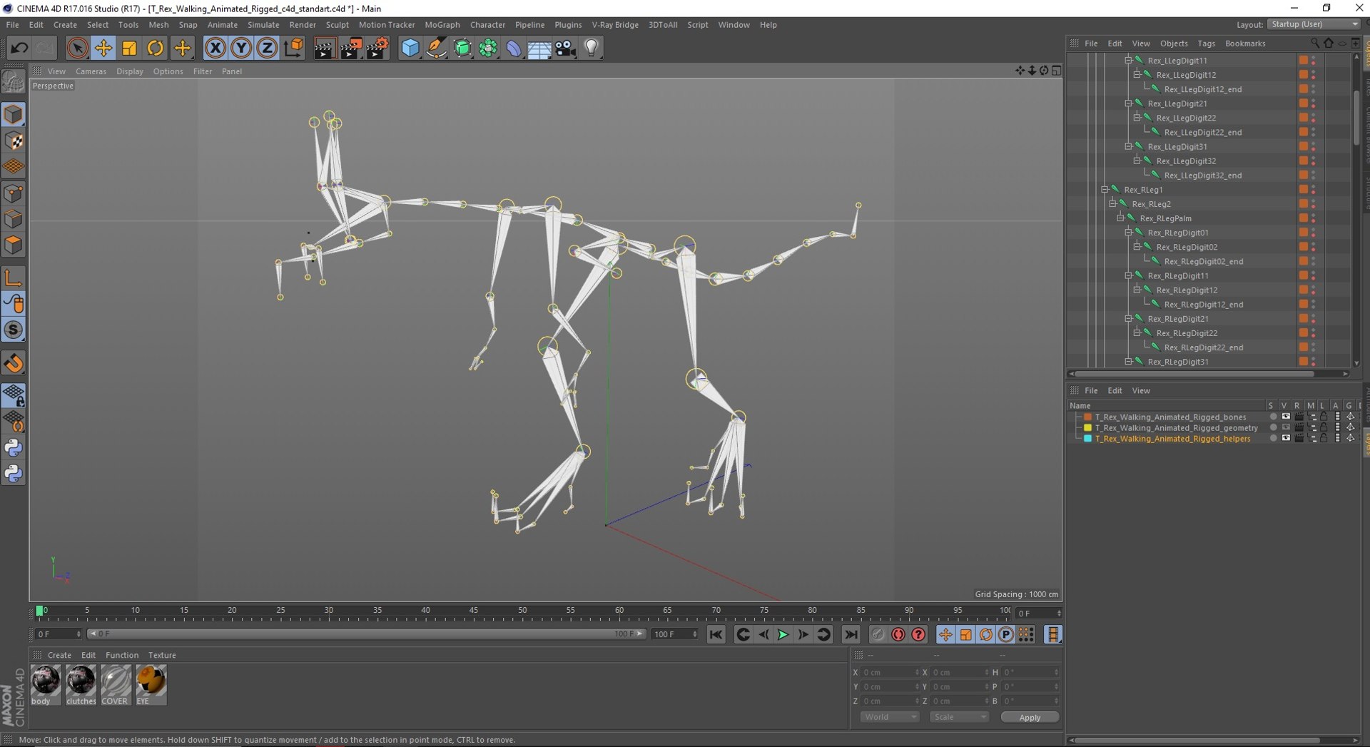 T Rex Walking Animated Rigged for Cinema 4D 3D model - TurboSquid 2113400