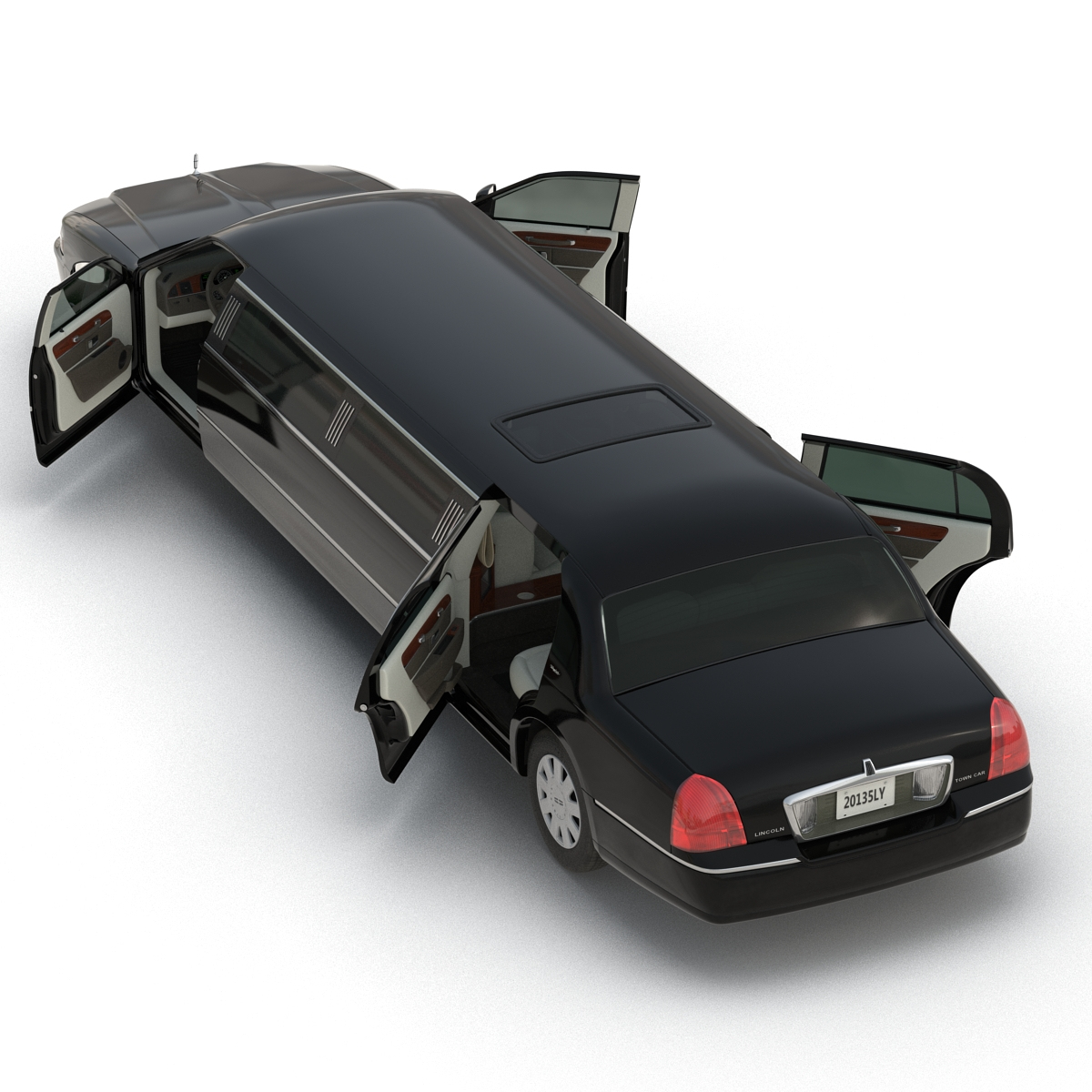 3d stretch car limousine black
