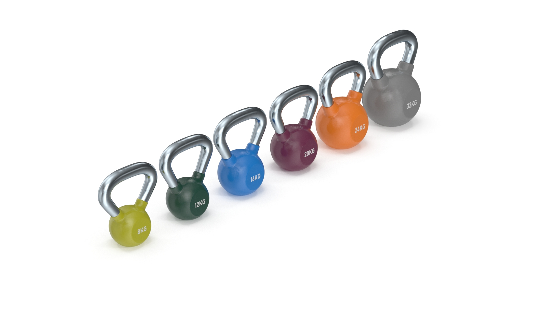 3D Vinyl Coated Kettlebell Weights Set 8-32kg - TurboSquid 2068582