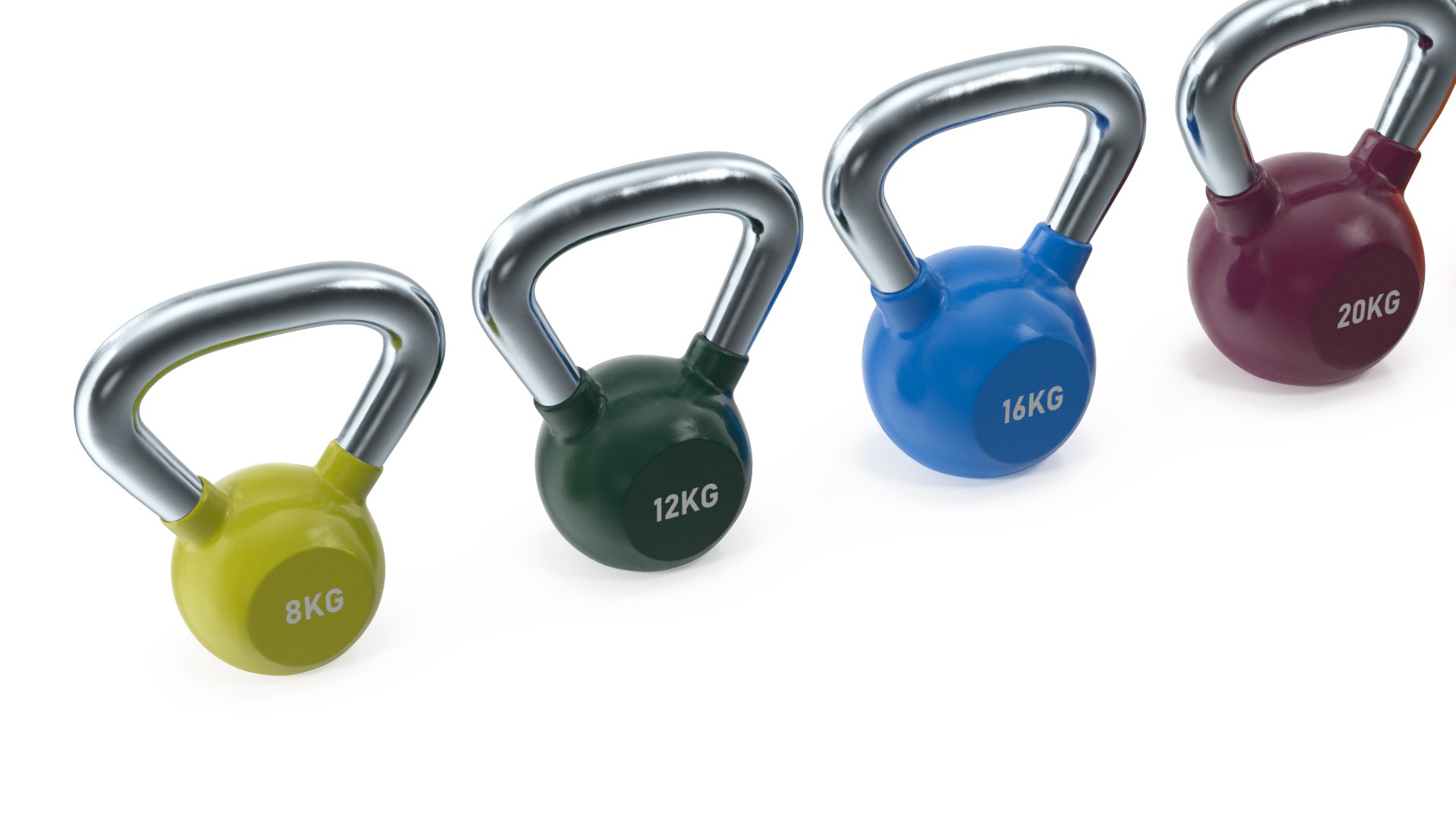 3D Vinyl Coated Kettlebell Weights Set 8-32kg - TurboSquid 2068582