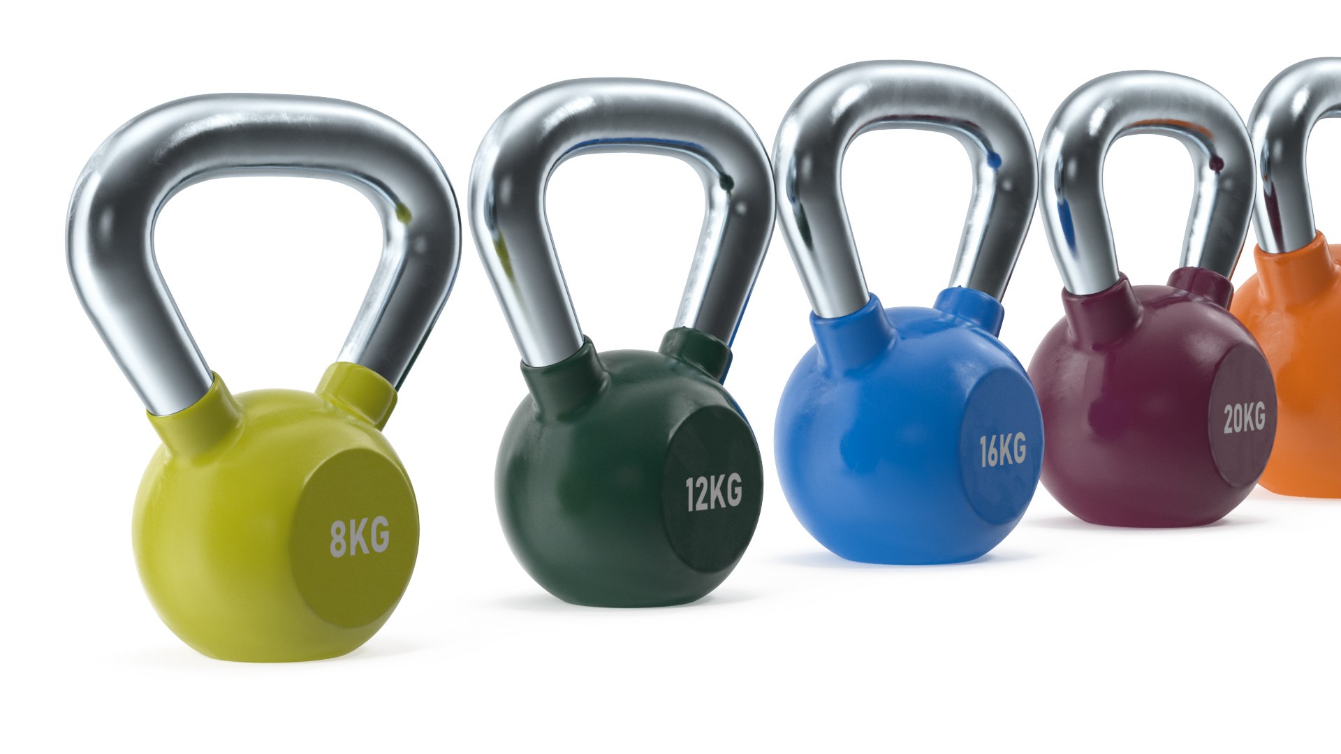 3D Vinyl Coated Kettlebell Weights Set 8-32kg - TurboSquid 2068582