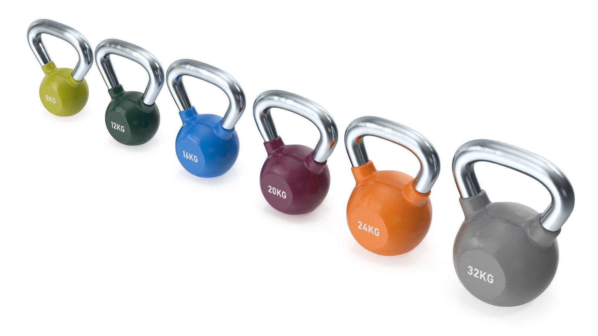 3D Vinyl Coated Kettlebell Weights Set 8-32kg - TurboSquid 2068582