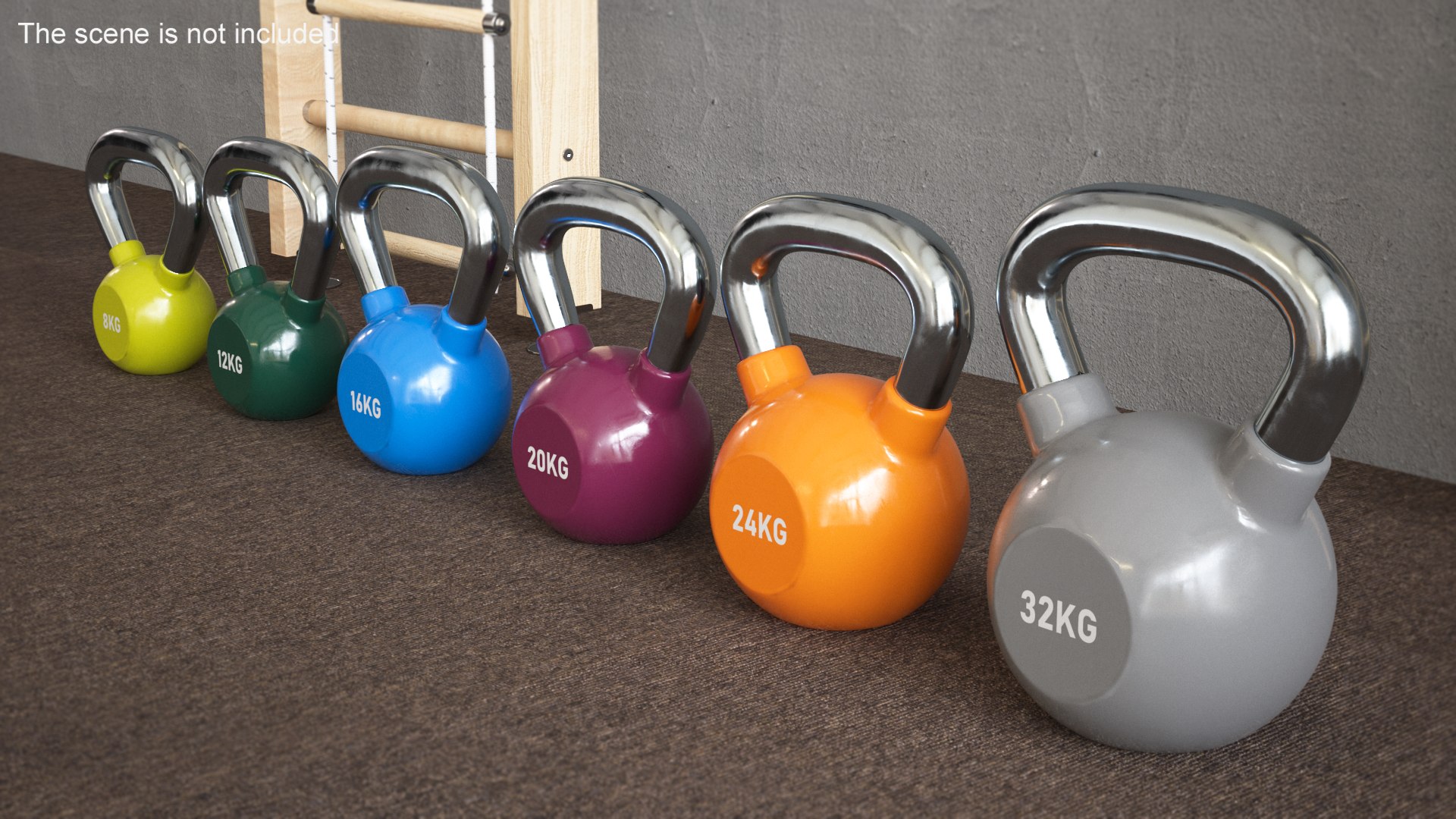 3D Vinyl Coated Kettlebell Weights Set 8-32kg - TurboSquid 2068582
