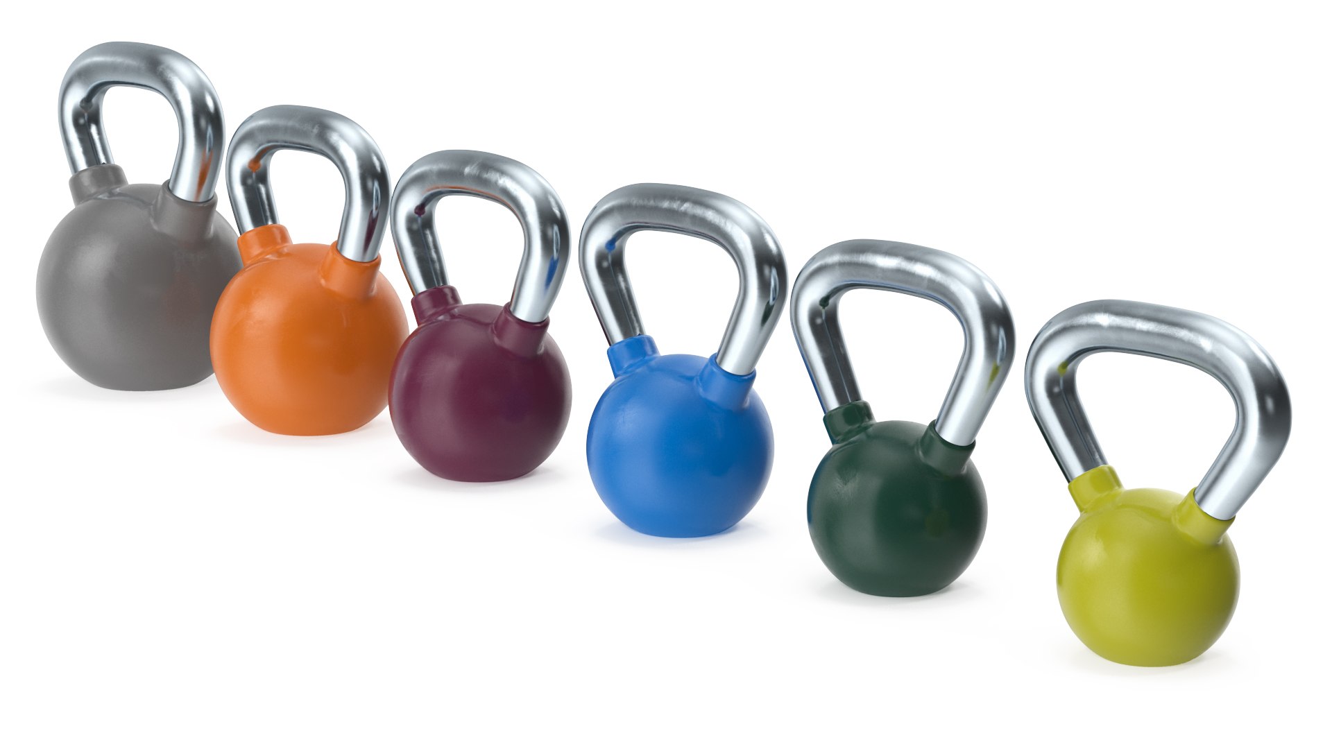 3D Vinyl Coated Kettlebell Weights Set 8-32kg - TurboSquid 2068582