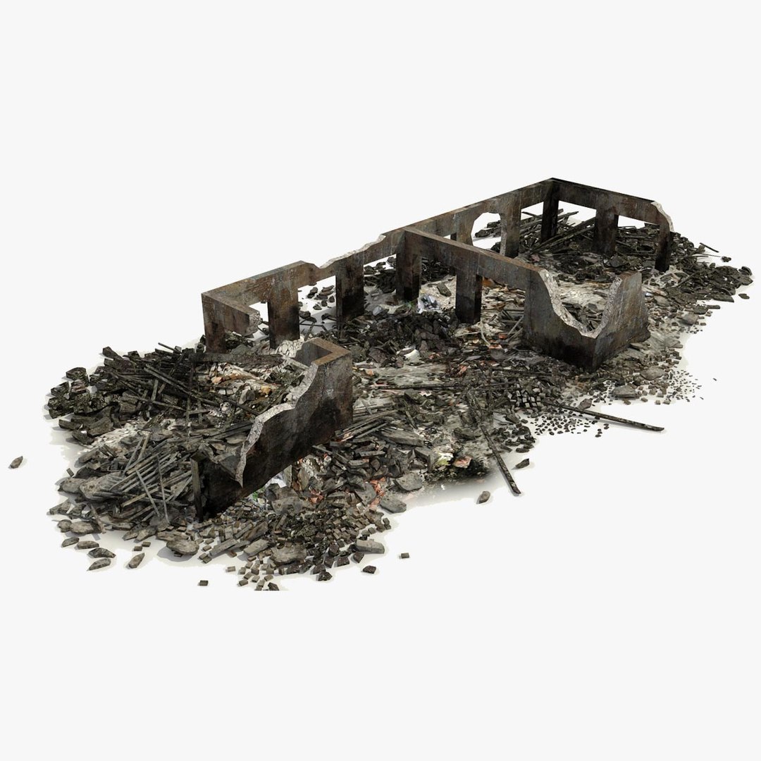3d Model Of Destroyed Ruined Building Rubble